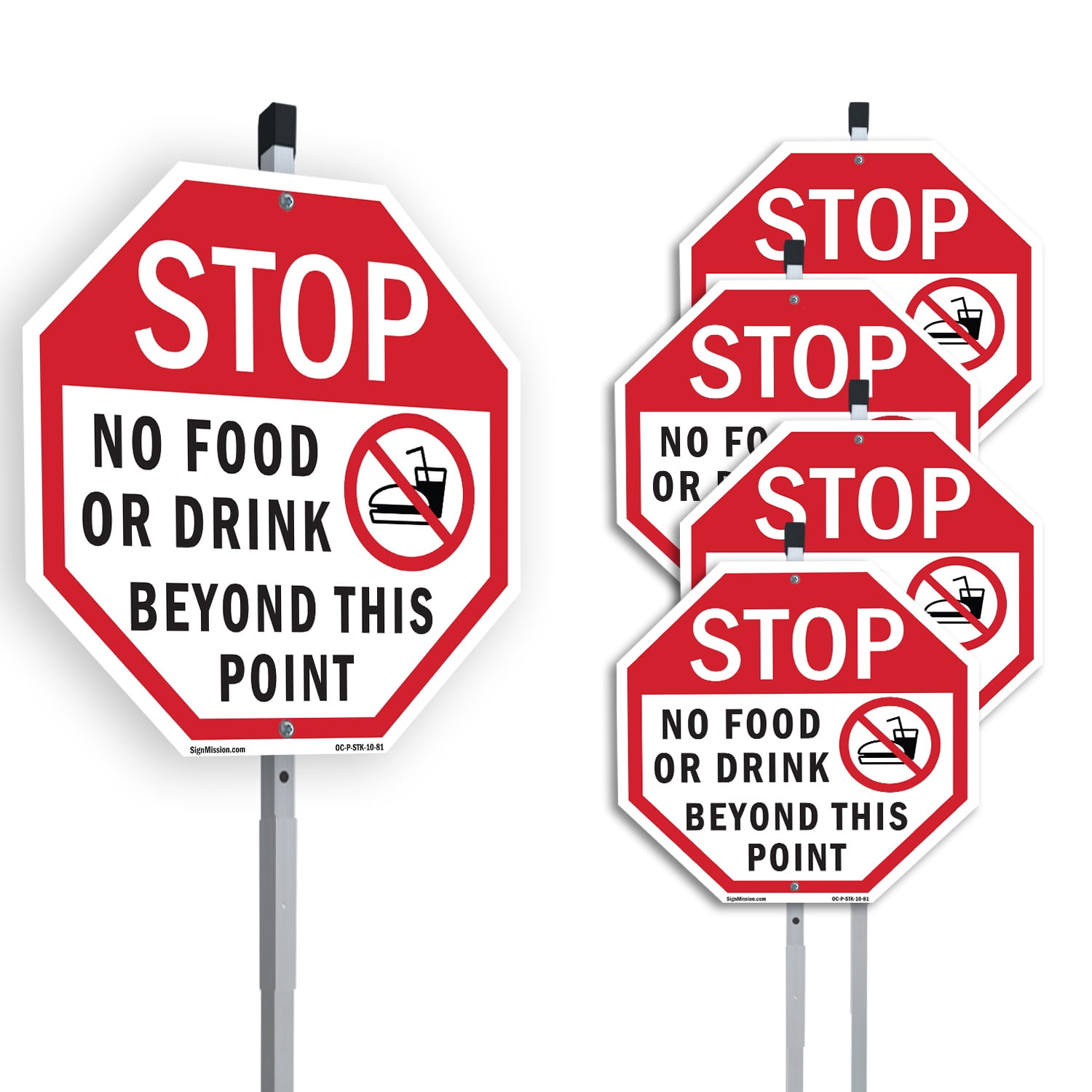 Stop No Food or Drink Beyond This Point (5 Pack) 10 inch X 10 inch ...