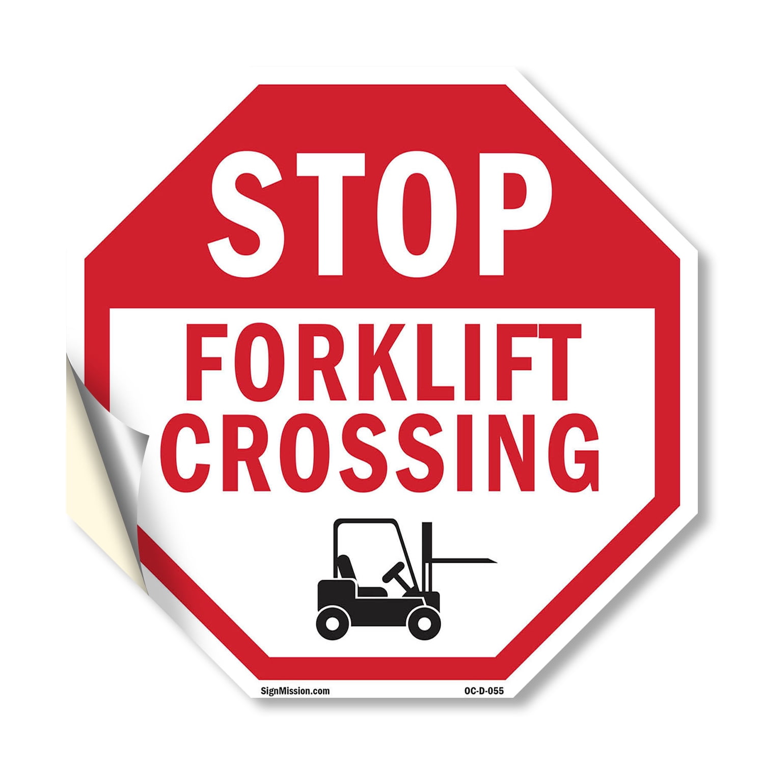 Stop Forklift Crossing 10 inch X 10 inch Octagon Vinyl Label Decal ...