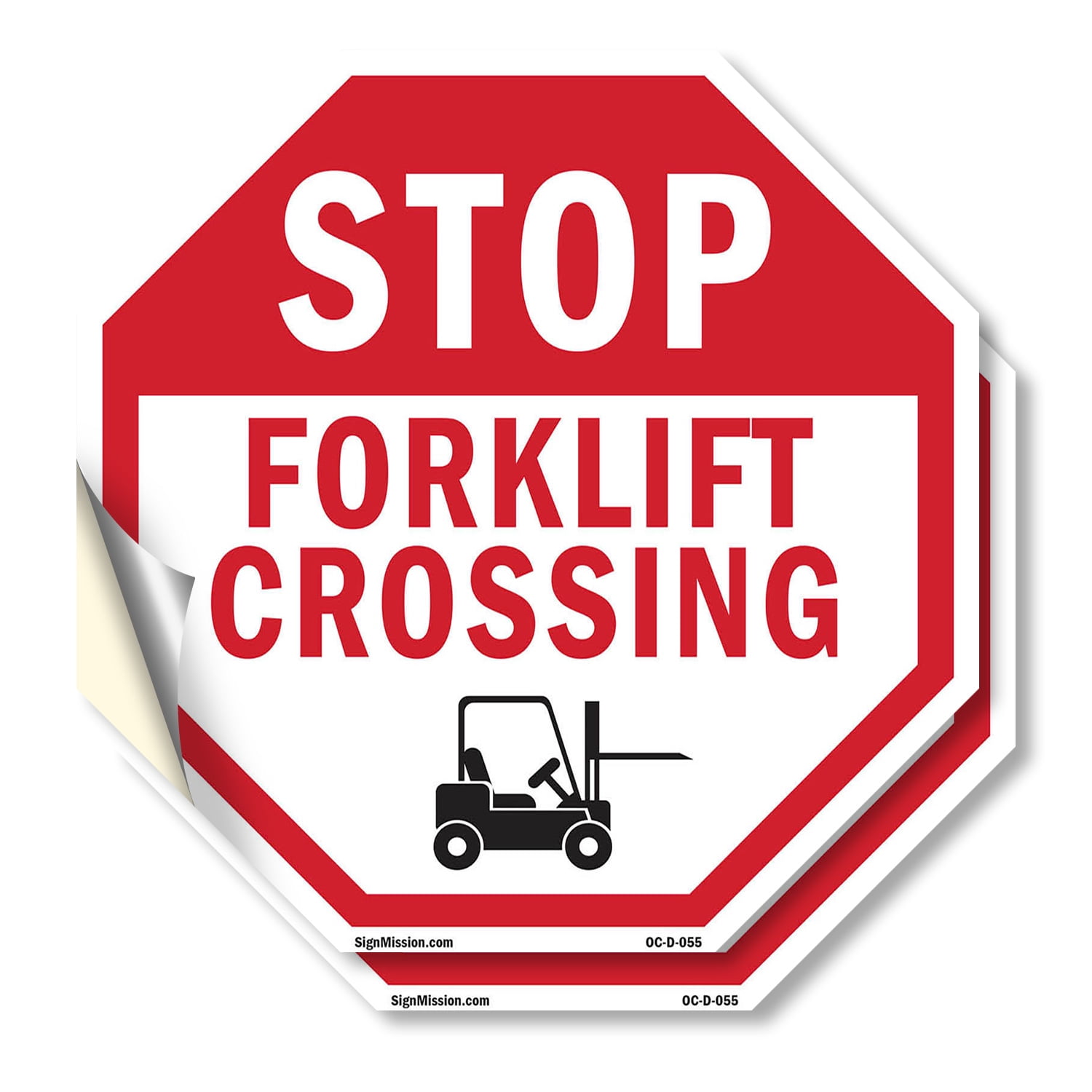 Stop Forklift Crossing (2 Pack) 4 inch X 4 inch Octagon Vinyl Label ...