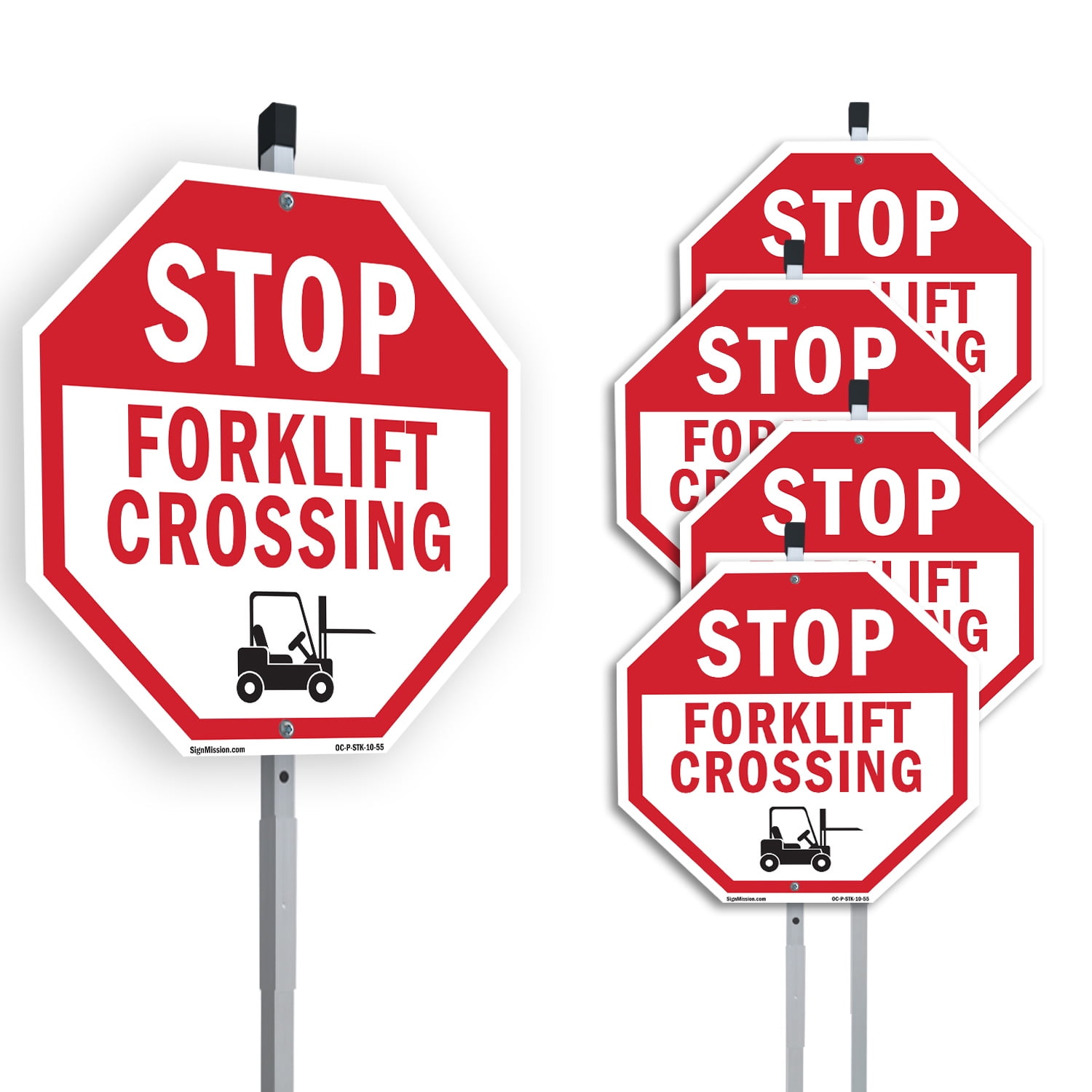 Stop Forklift Crossing (5 Pack) 10 inch X 10 inch Octagon Plastic Signs ...