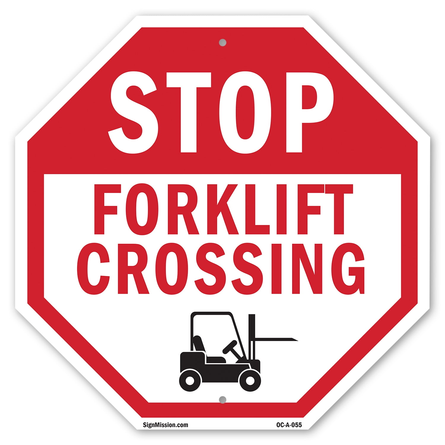 Stop Forklift Crossing 6 inch X 6 inch Octagon Plastic Sign Weather ...