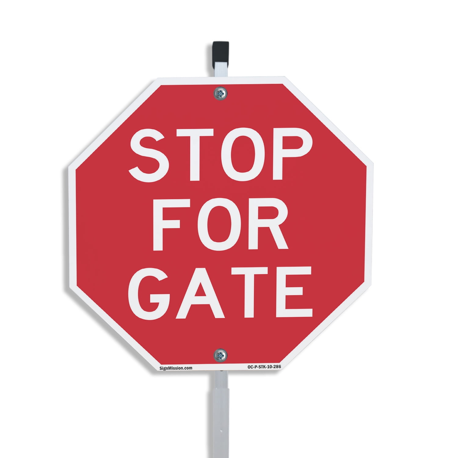 Stop For Gate 10 inch X 10 inch Octagon Plastic Sign with Aluminum ...