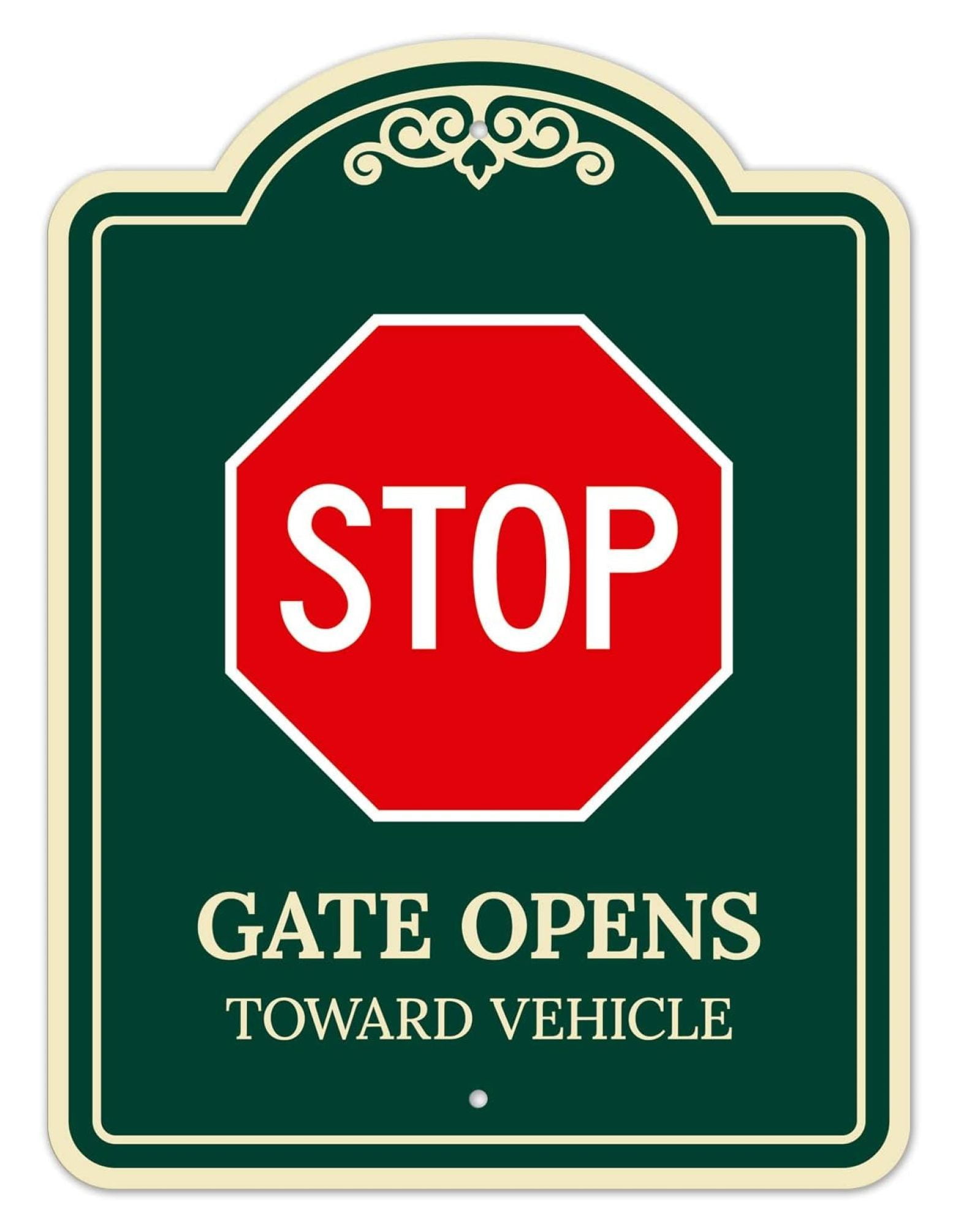 Stop Gate Opens Toward Vehicle Décor Sign, Green Dark, 18x24 Inches ...