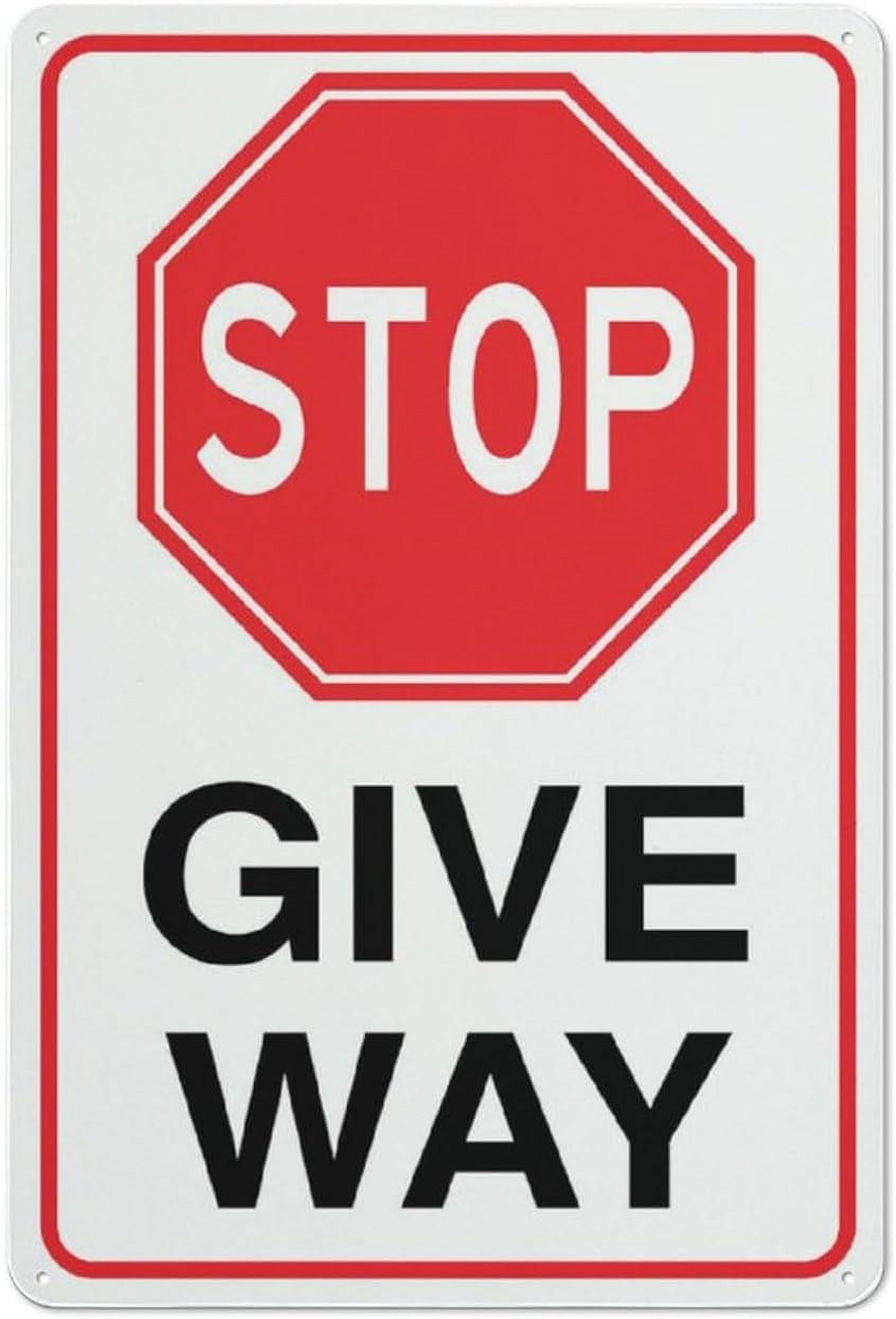 Stop Give Way Sign 12X8 Inches Metal Aluminum Signs, Weather Resistant ...