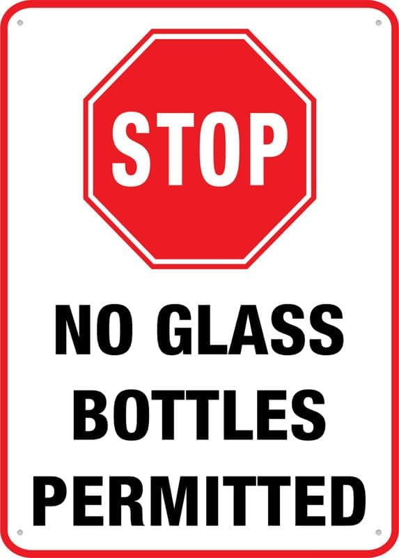 Stop No Glass Bottles Permitted Sign For House Door Office Business ...