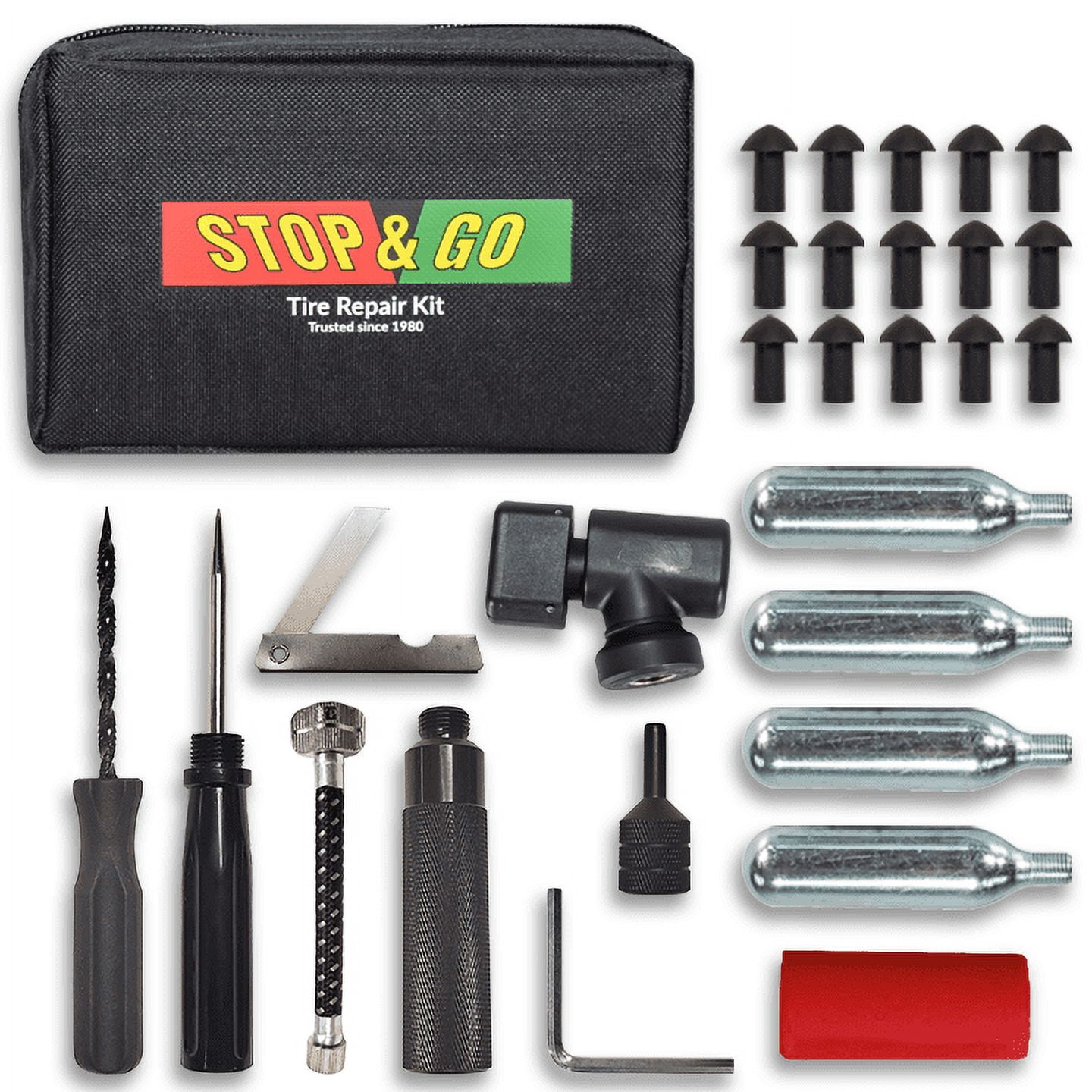 Stop & Go 1001 Tubeless Tire Pocket Plugger 28 Piece Repair Kit with ...