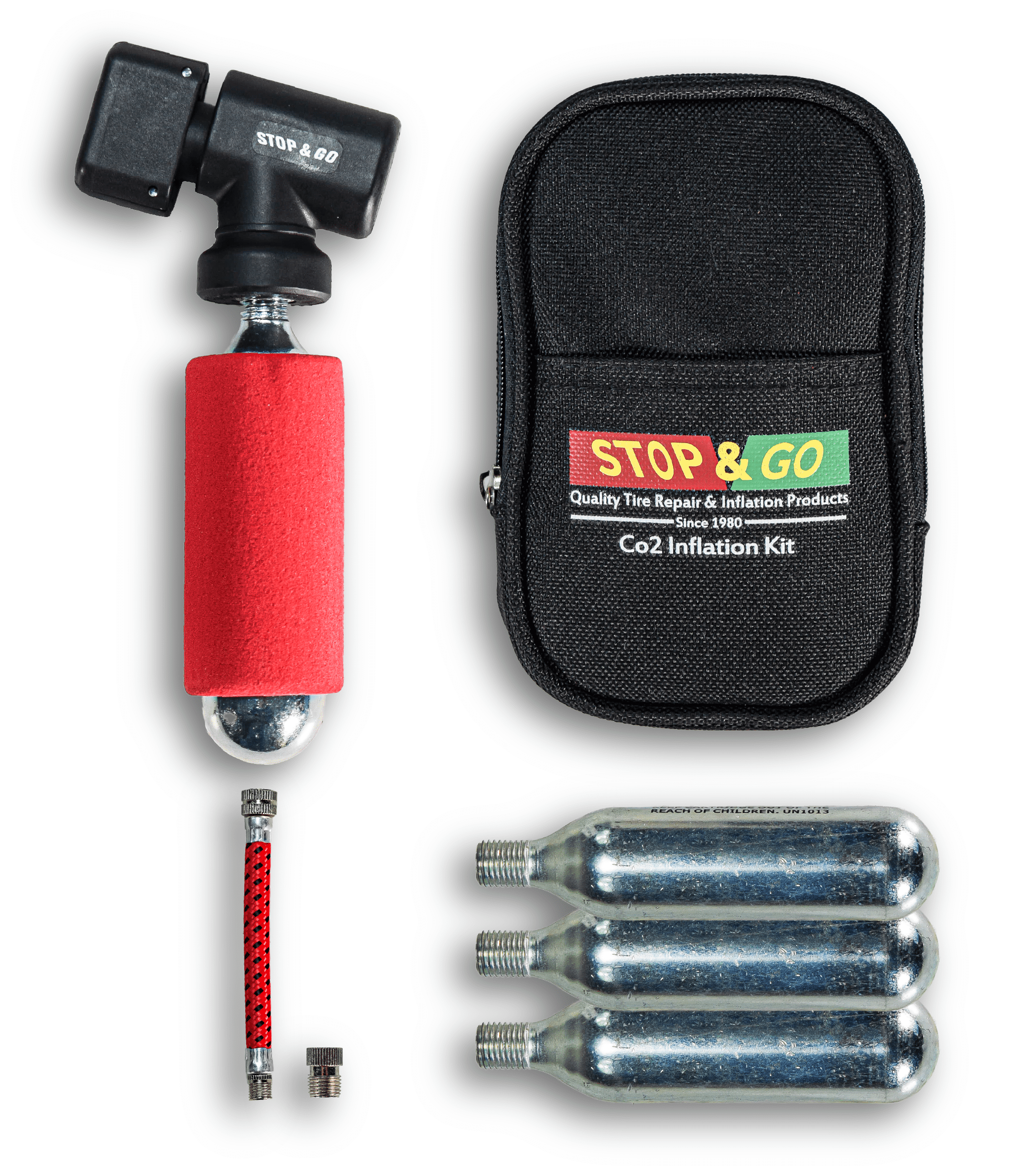 Stop & Go 1090A - 9-Piece Tire Inflation Kit w/ CO2 Cartridges ...