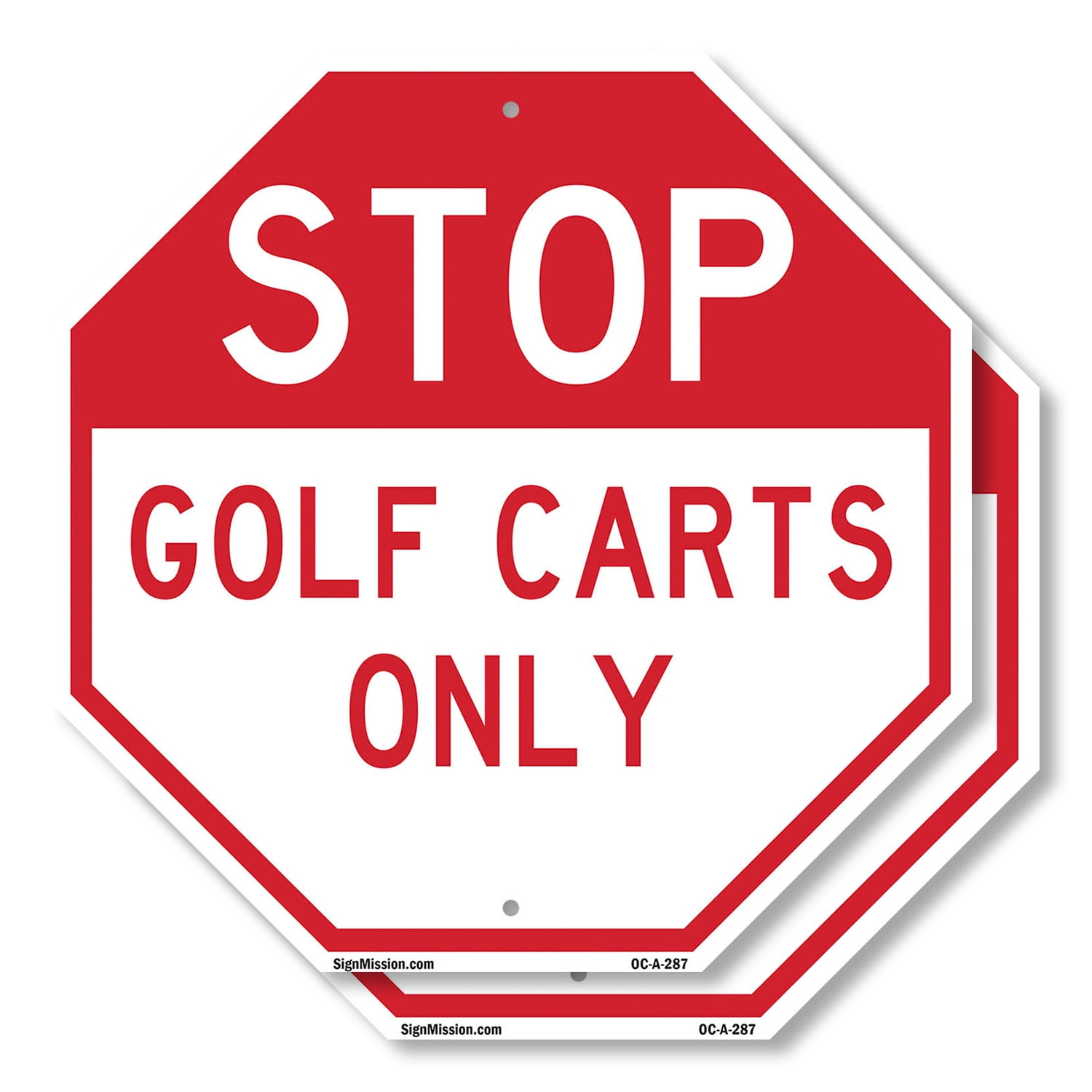 Stop Golf Carts Only (2 Pack) 10 inch X 10 inch Octagon Rust Free ...
