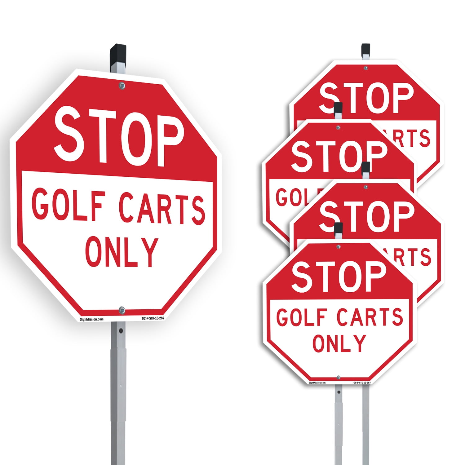Stop Golf Carts Only (5 Pack) 10 inch X 10 inch Octagon Plastic Signs ...