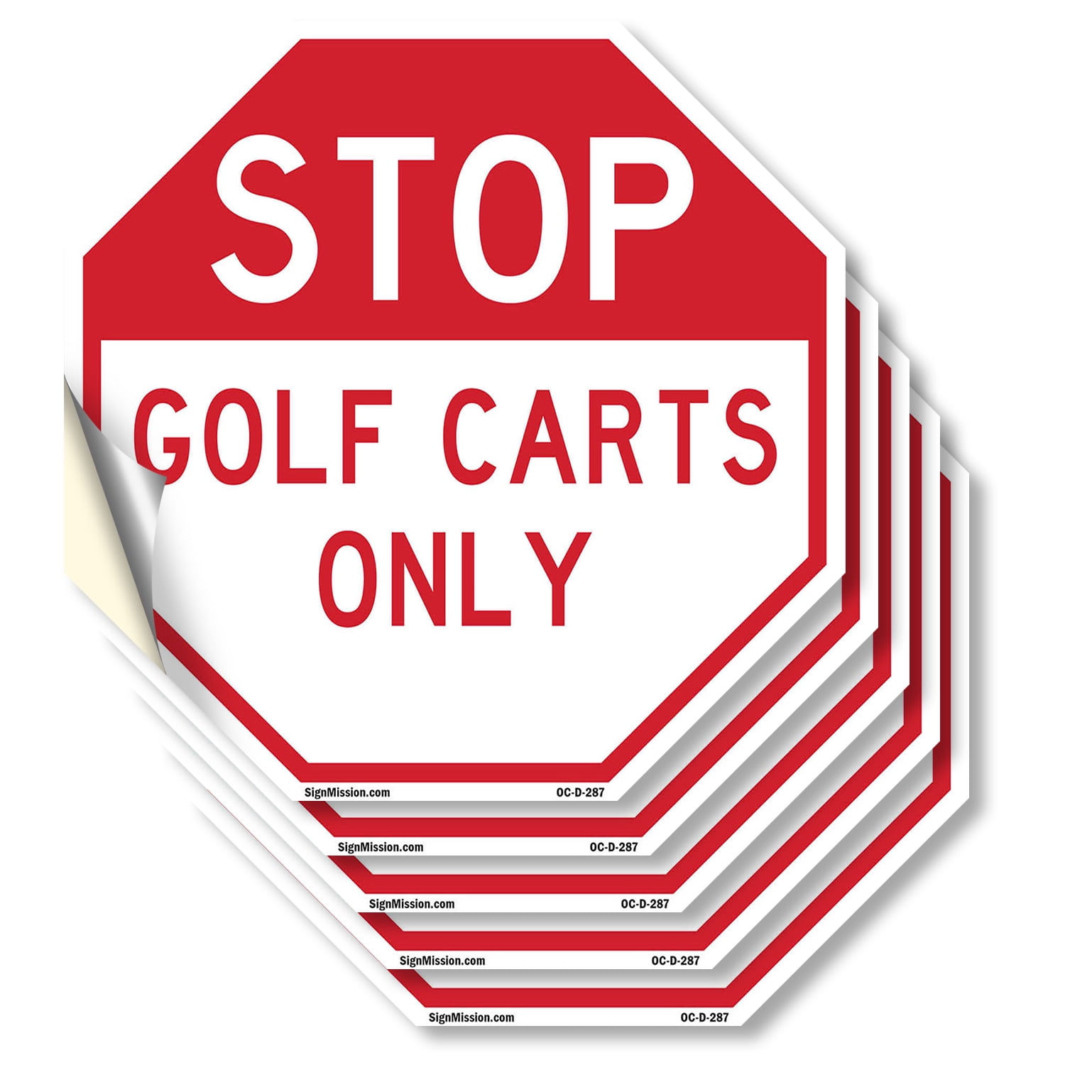 Stop Golf Carts Only (5 Pack) 6 inch X 6 inch Octagon Vinyl Label Decal ...