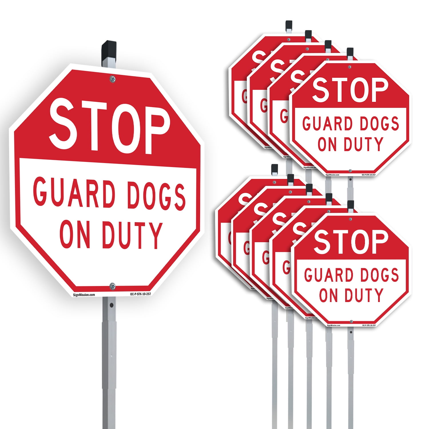 Stop Guard Dogs on Duty (10 Pack) 10 inch X 10 inch Octagon Aluminum ...