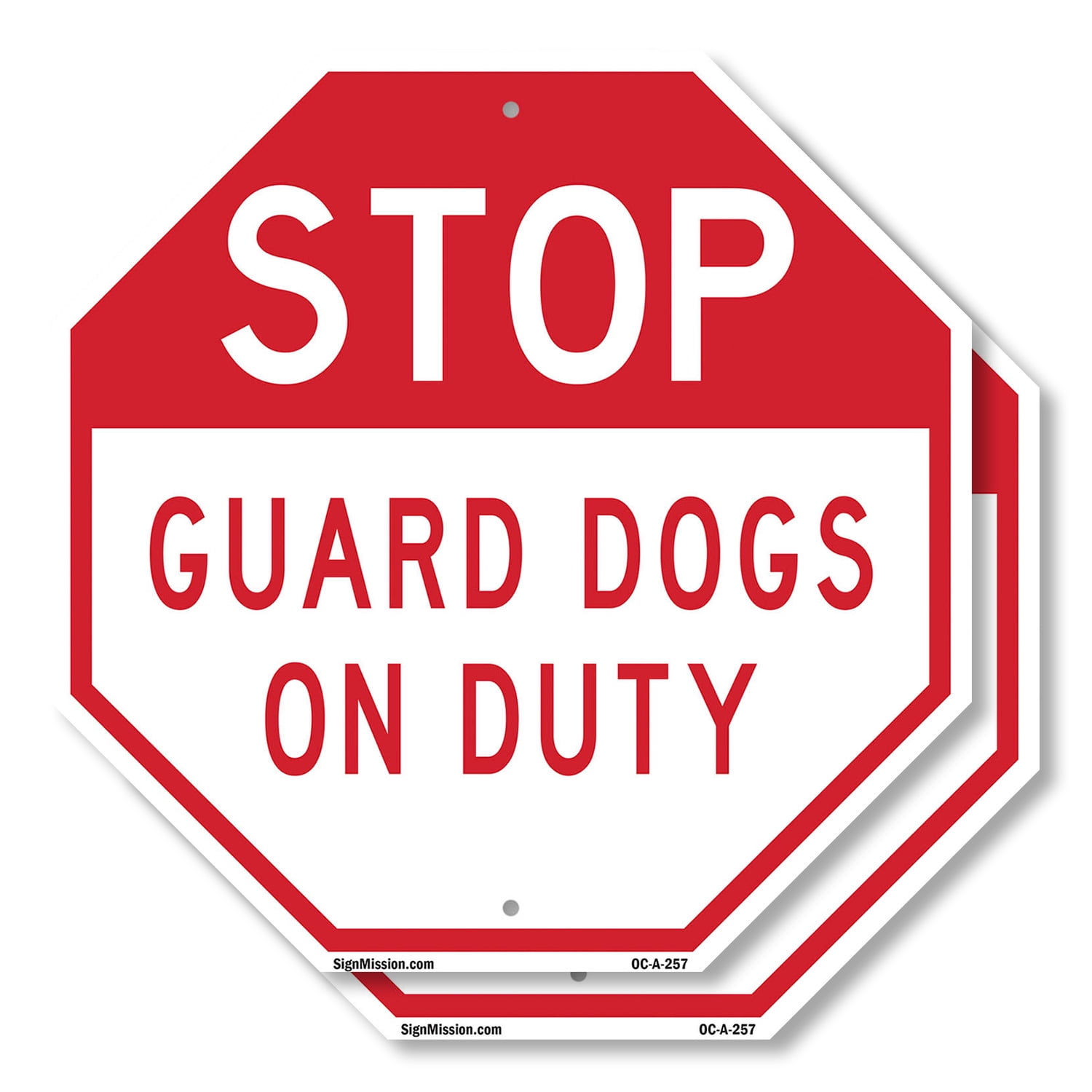 Stop Guard Dogs on Duty (2 Pack) 18 inch X 18 inch Octagon Plastic Sign ...
