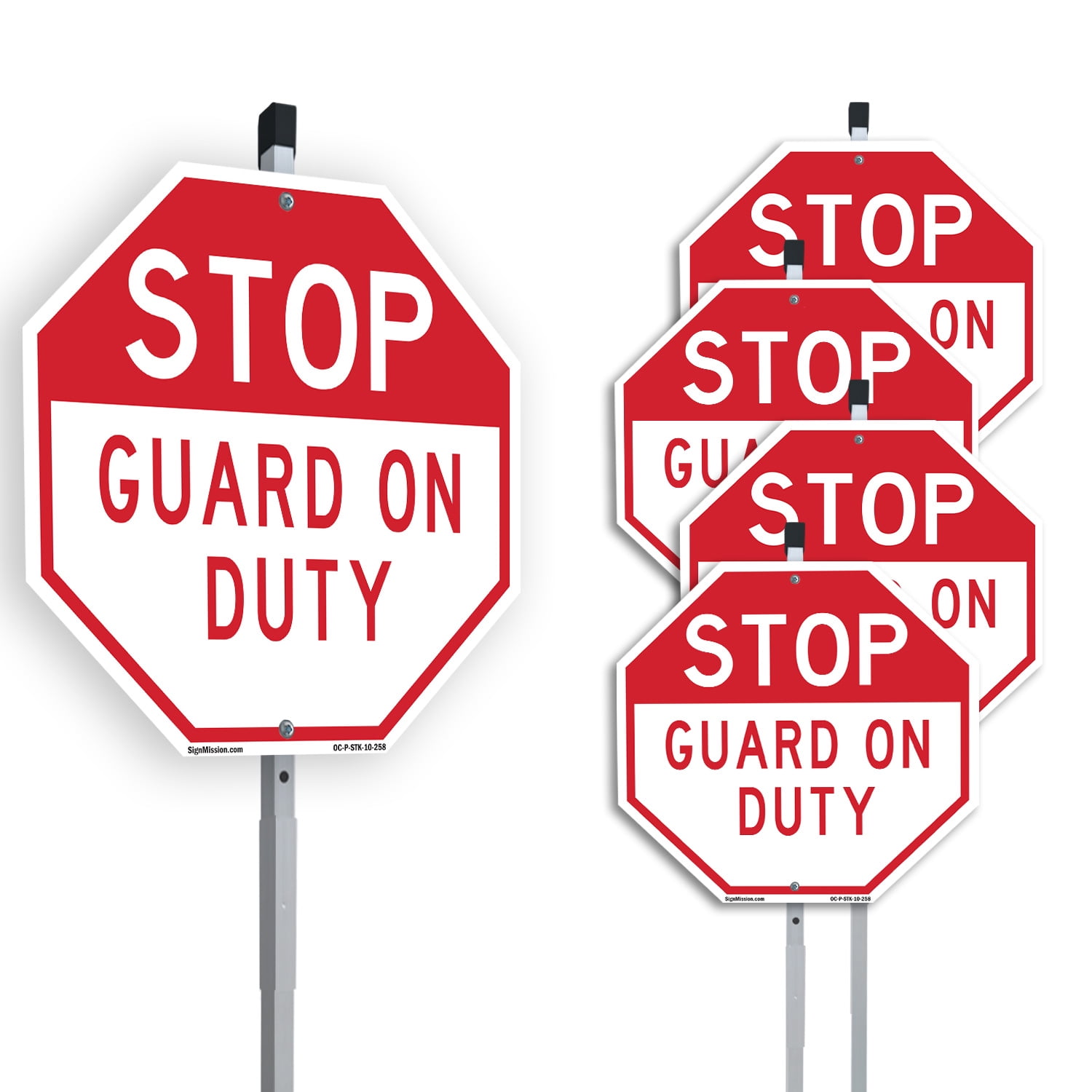 Stop Guard on Duty (5 Pack) 10 inch X 10 inch Octagon Plastic Signs ...
