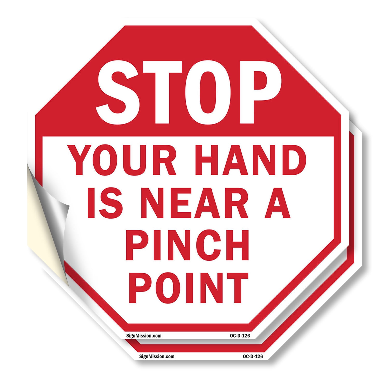 Stop Your Hand Is Near a Pinch Point (2 Pack) 18 inch X 18 inch Octagon ...