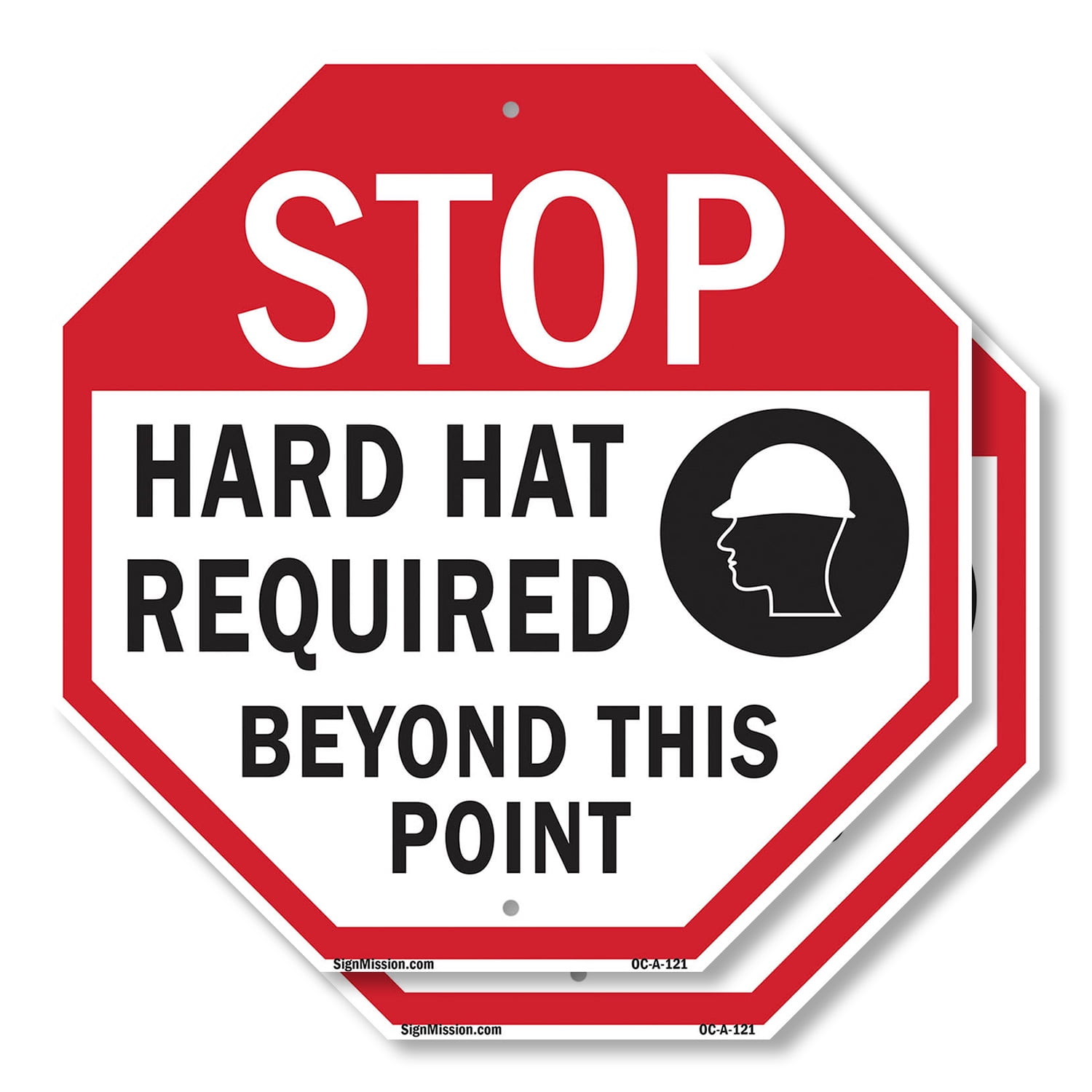 Stop Hard Hat Required Beyond This Point (2 Pack) 10 inch X 10 inch ...