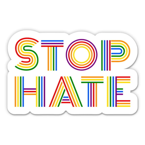 Stop Hate LGBTQ - 3" Vinyl Sticker - For Car Laptop Water Bottle Phone ...