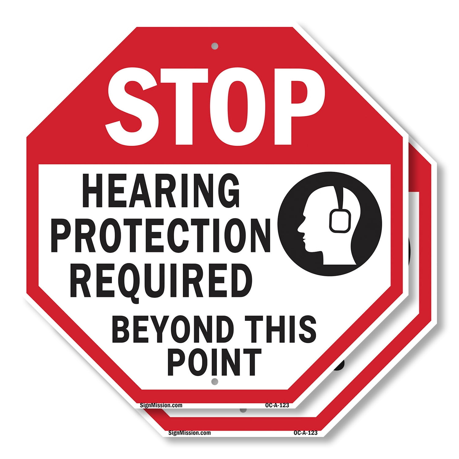 Stop Hearing Protection Required Beyond This Point (2 Pack) 10 inch X ...