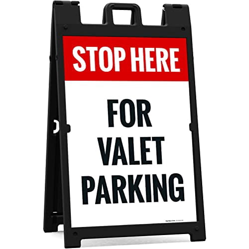 Stop Here For Valet Parking Sidewalk Sign Kit, 24x36 Inches, With A ...