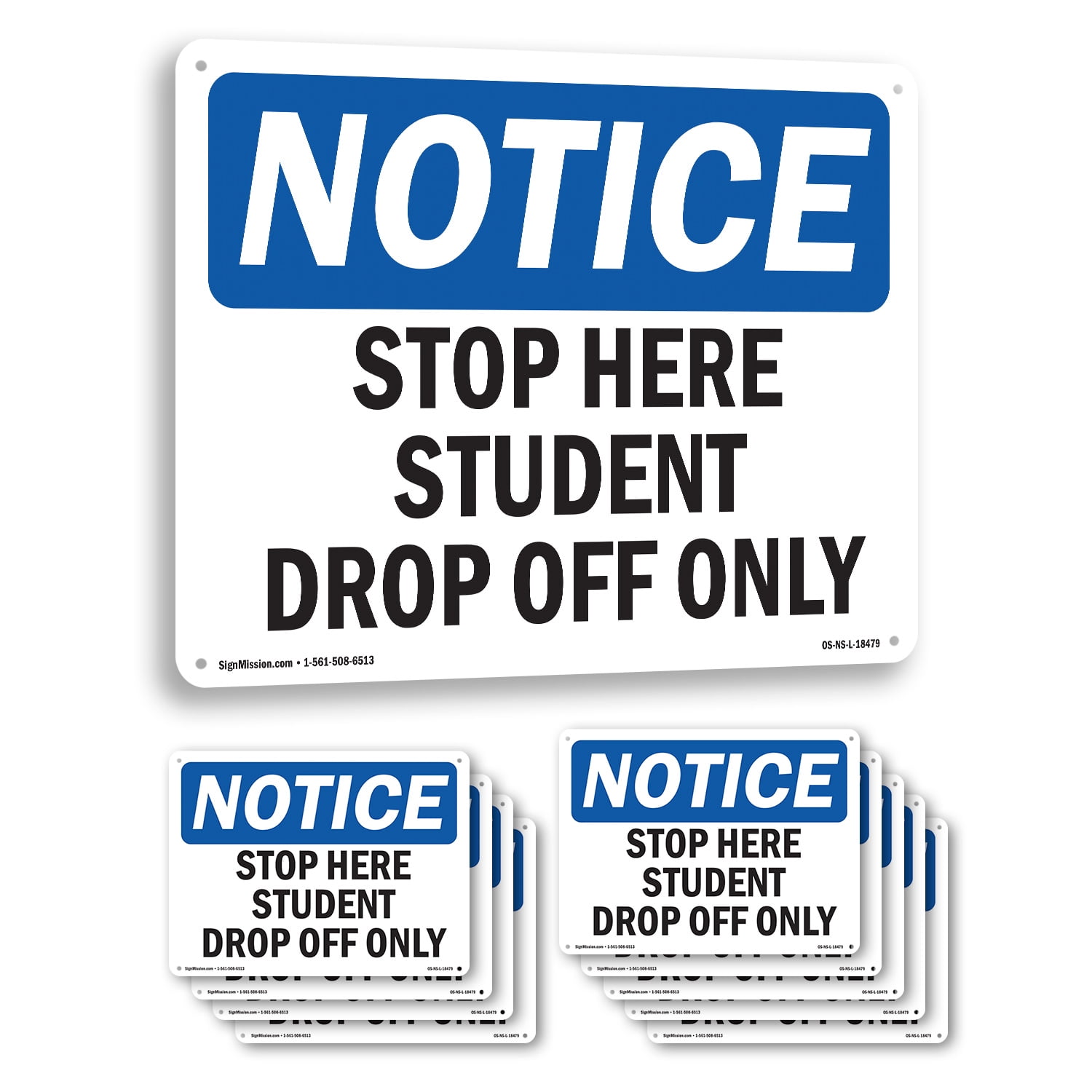 Stop Here Student Drop Off Only OSHA Notice Rigid Plastic Sign 24 Inch ...