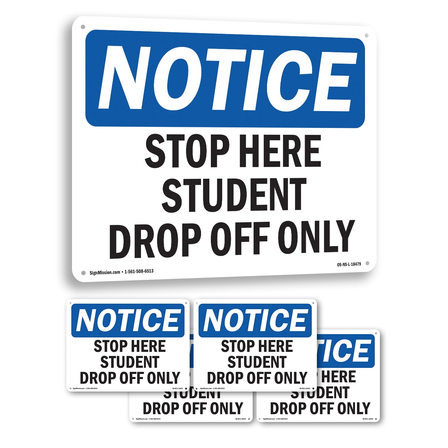 Stop Here Student Drop Off Only OSHA Notice Rigid Plastic Sign 24 Inch ...