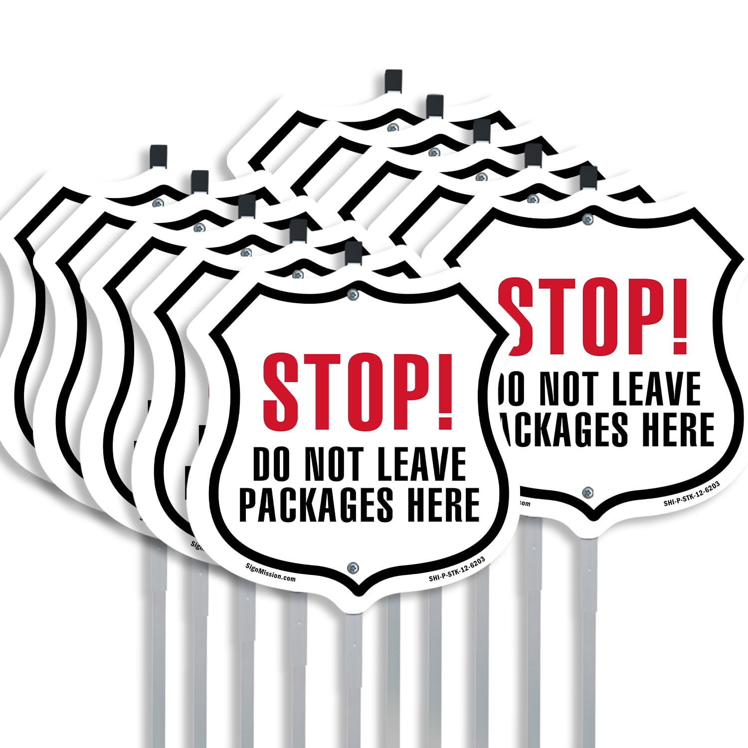 Stop Do Not Leave Packages Here (10 Pack) 12 inch X 12 inch Shield ...