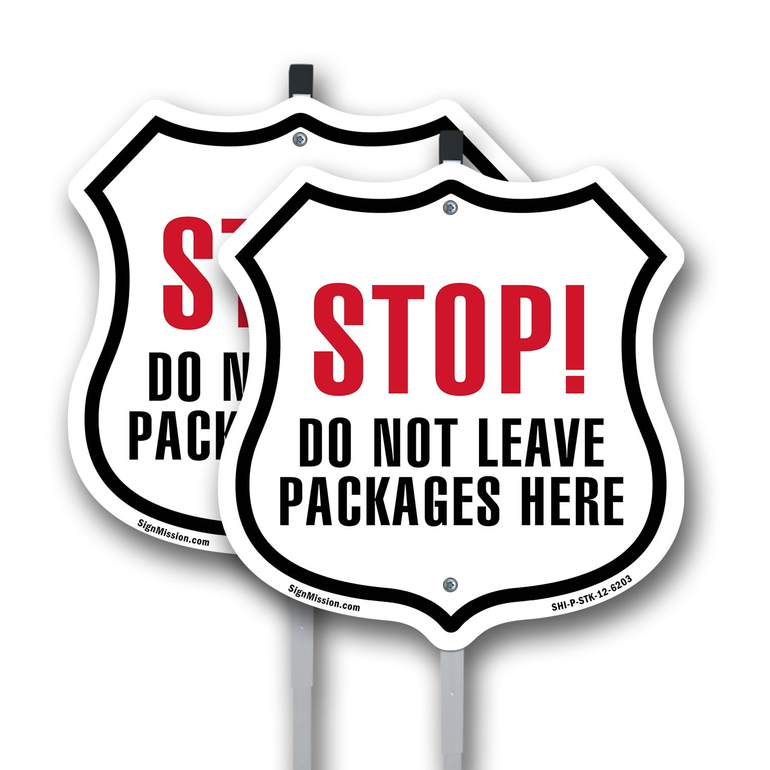 Stop Do Not Leave Packages Here (2 Pack) 12 inch X 12 inch Shield ...