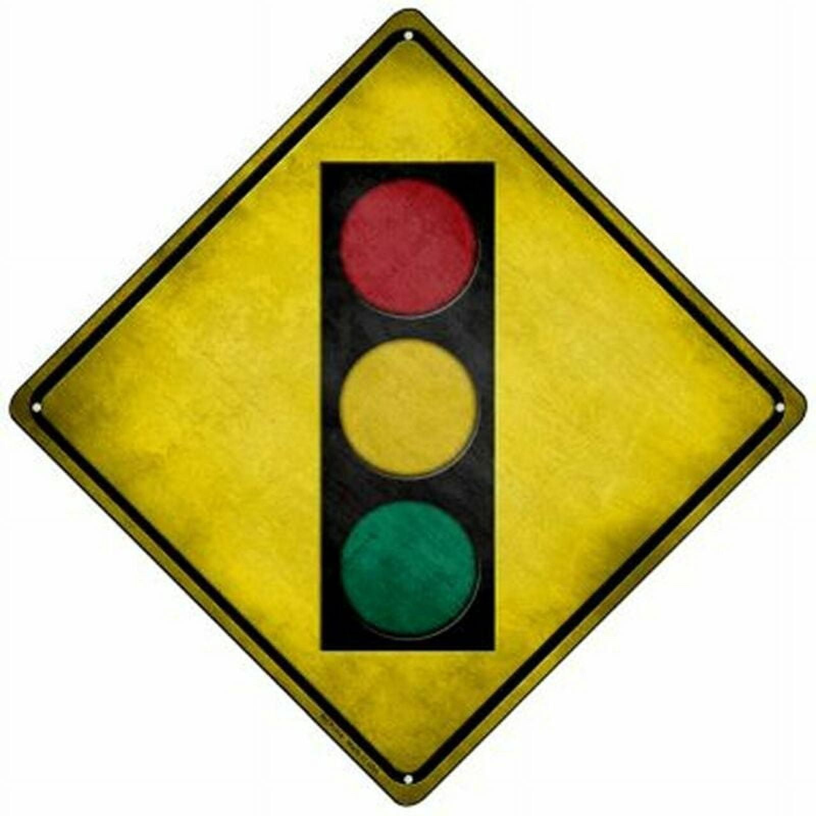 Stop Light Crossing Metal Sign caution xing ahead signal traffic Size ...