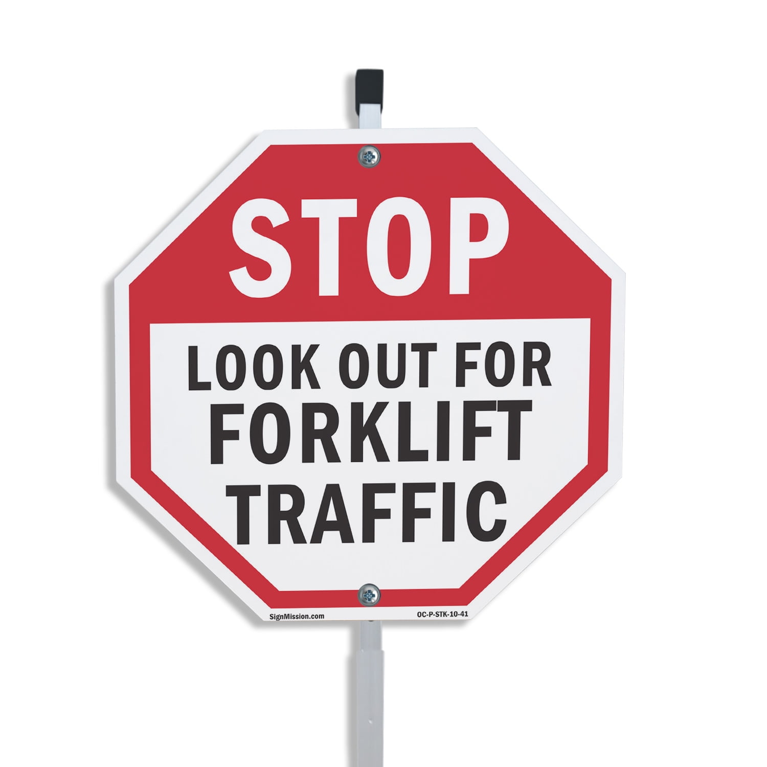 Stop Look Out for Forklift Traffic 10 inch X 10 inch Octagon Plastic ...