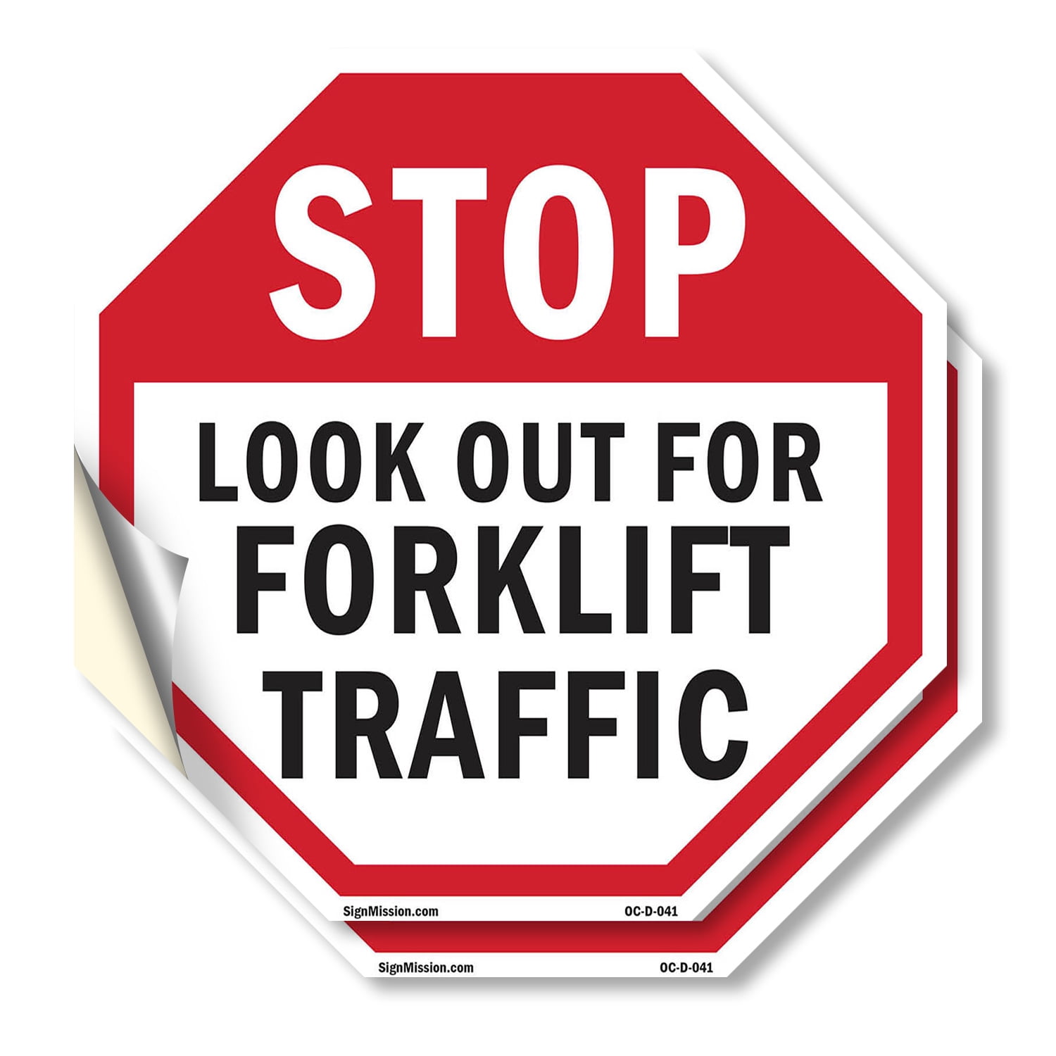 Stop Look Out for Forklift Traffic (2 Pack) 6 inch X 6 inch Octagon ...