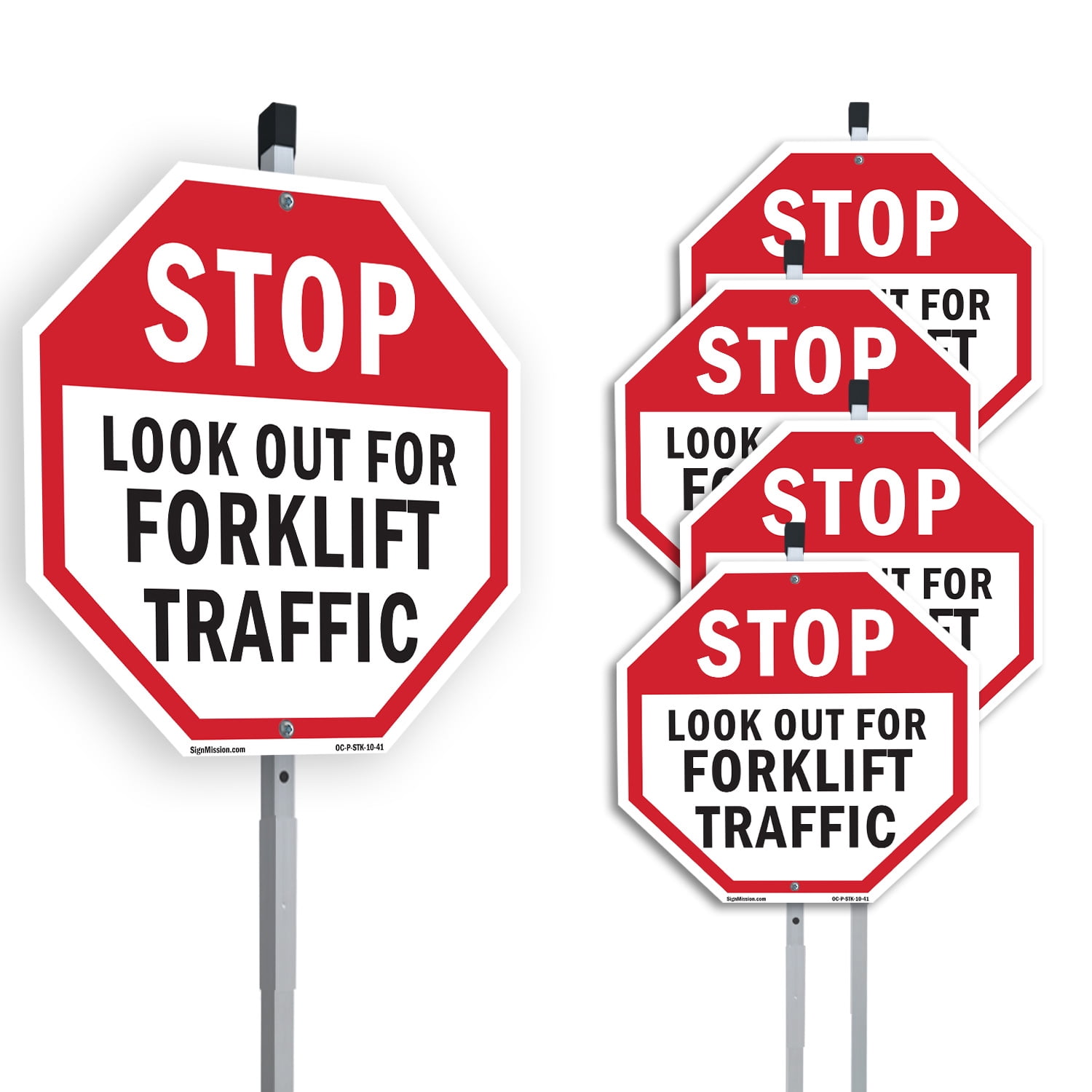 Stop Look Out for Forklift Traffic (5 Pack) 10 inch X 10 inch Octagon ...