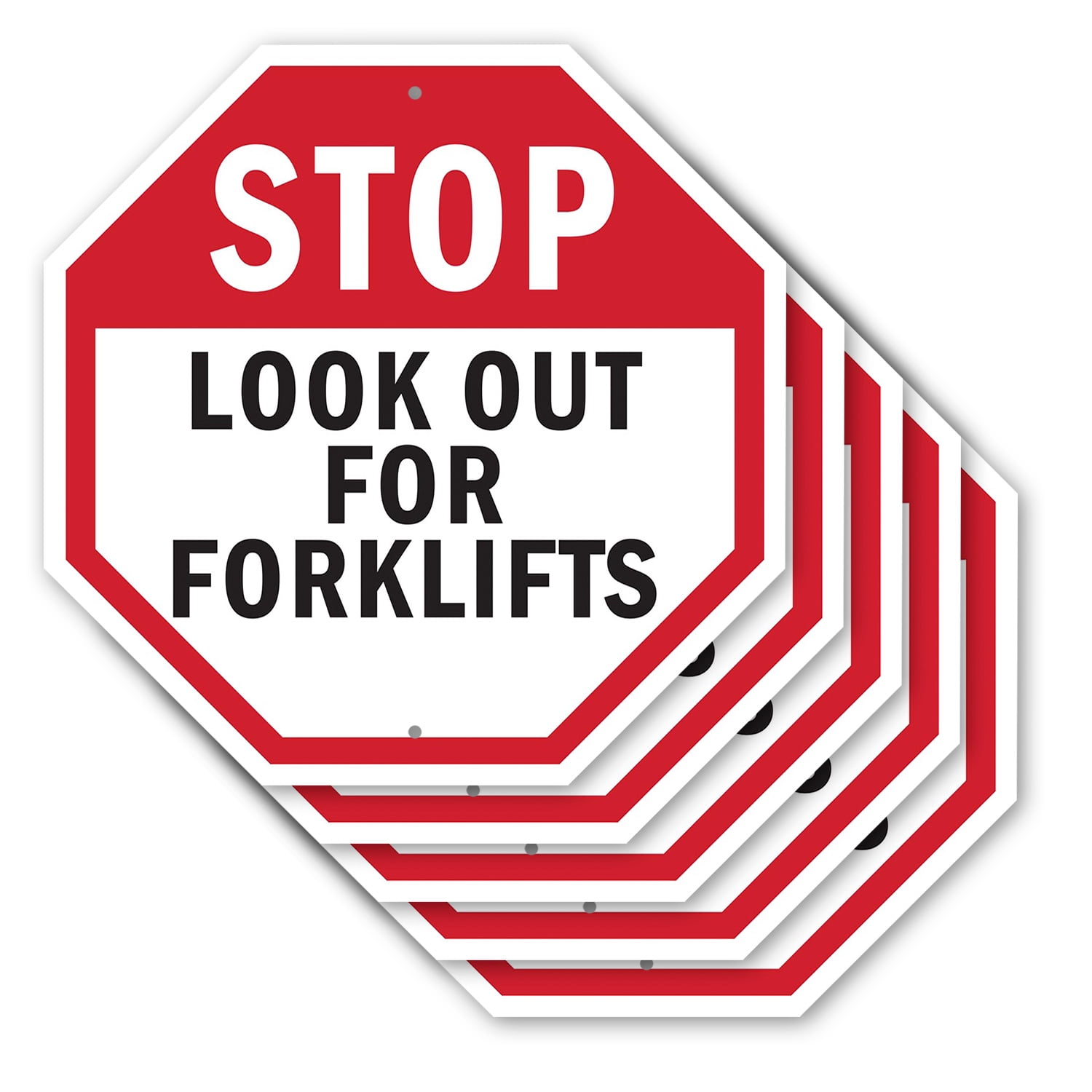 Stop Look Out for Forklifts (5 Pack) 10 inch X 10 inch Octagon Rust ...