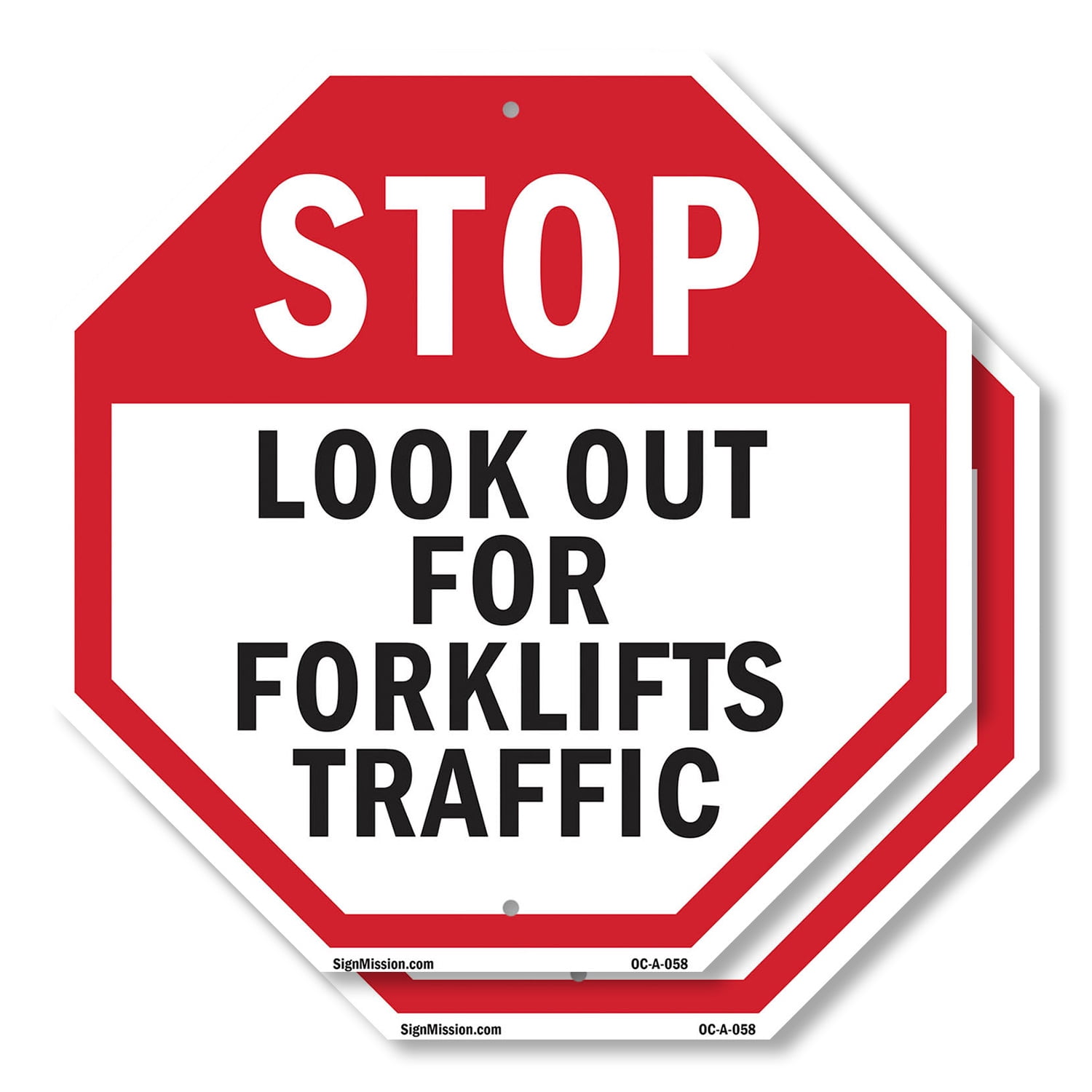 Stop Look Out for Forklifts Traffic (2 Pack) 6 inch X 6 inch Octagon ...