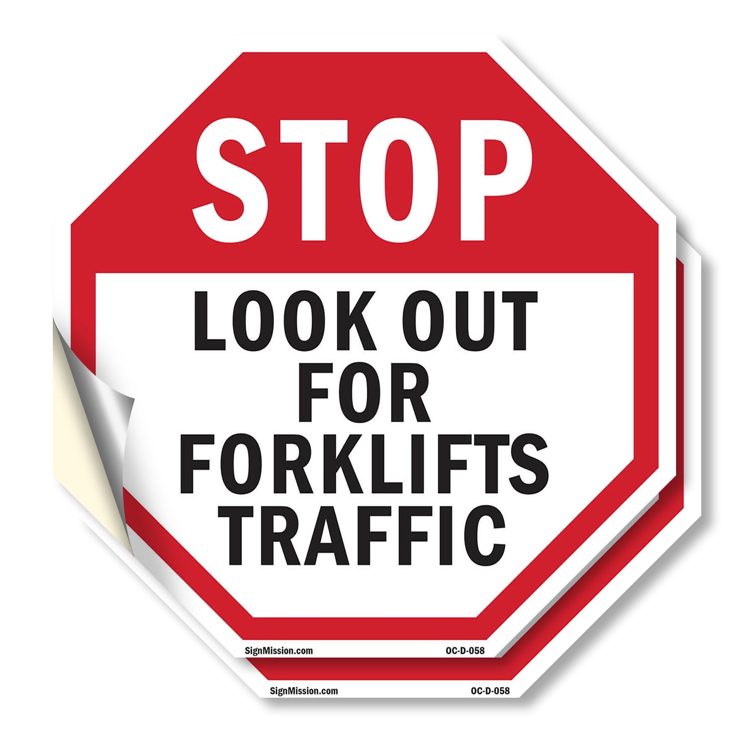 Stop Look Out for Forklifts Traffic (2 Pack) 6 inch X 6 inch Octagon ...