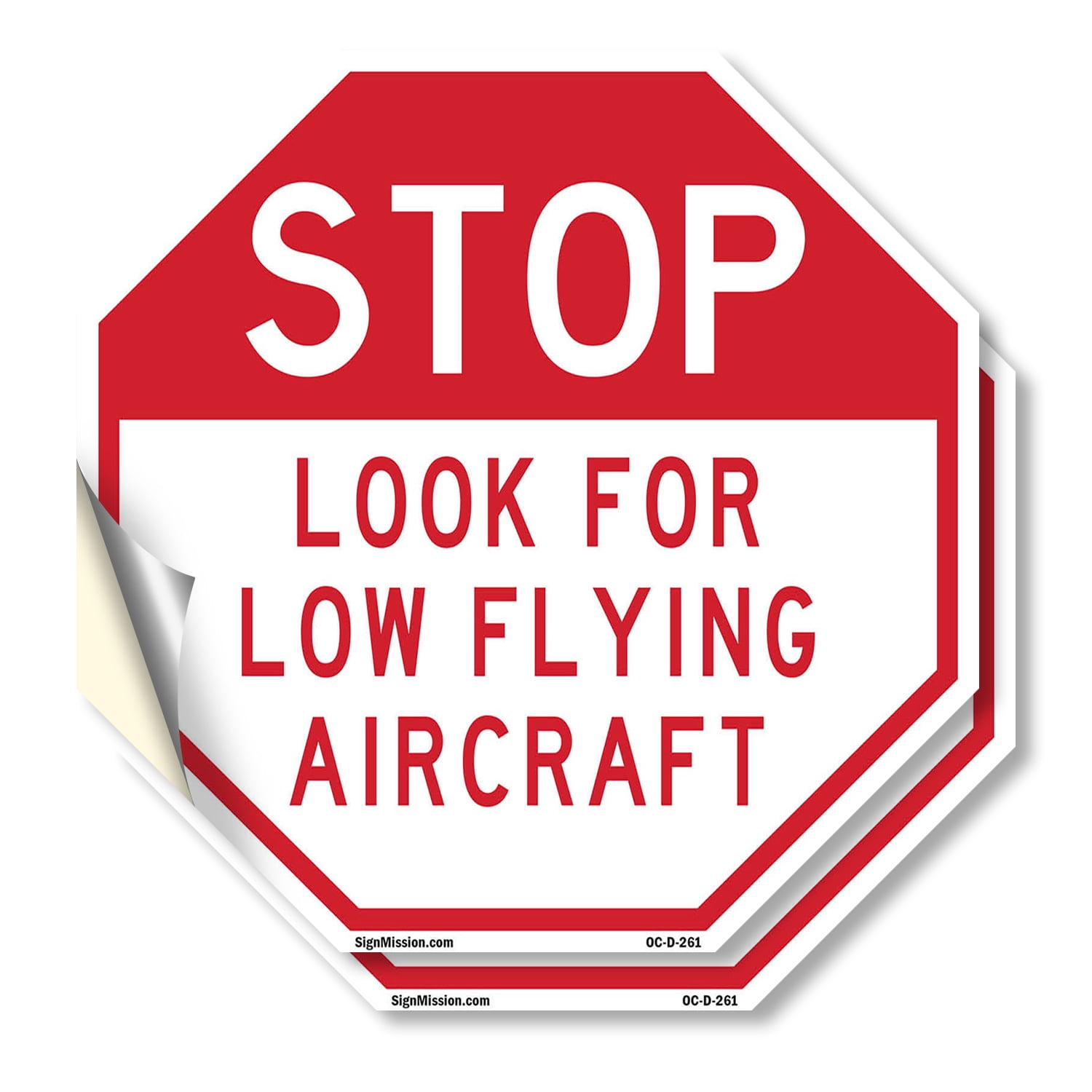 Stop Look for Low Flying Aircraft (2 Pack) 18 inch X 18 inch Octagon ...