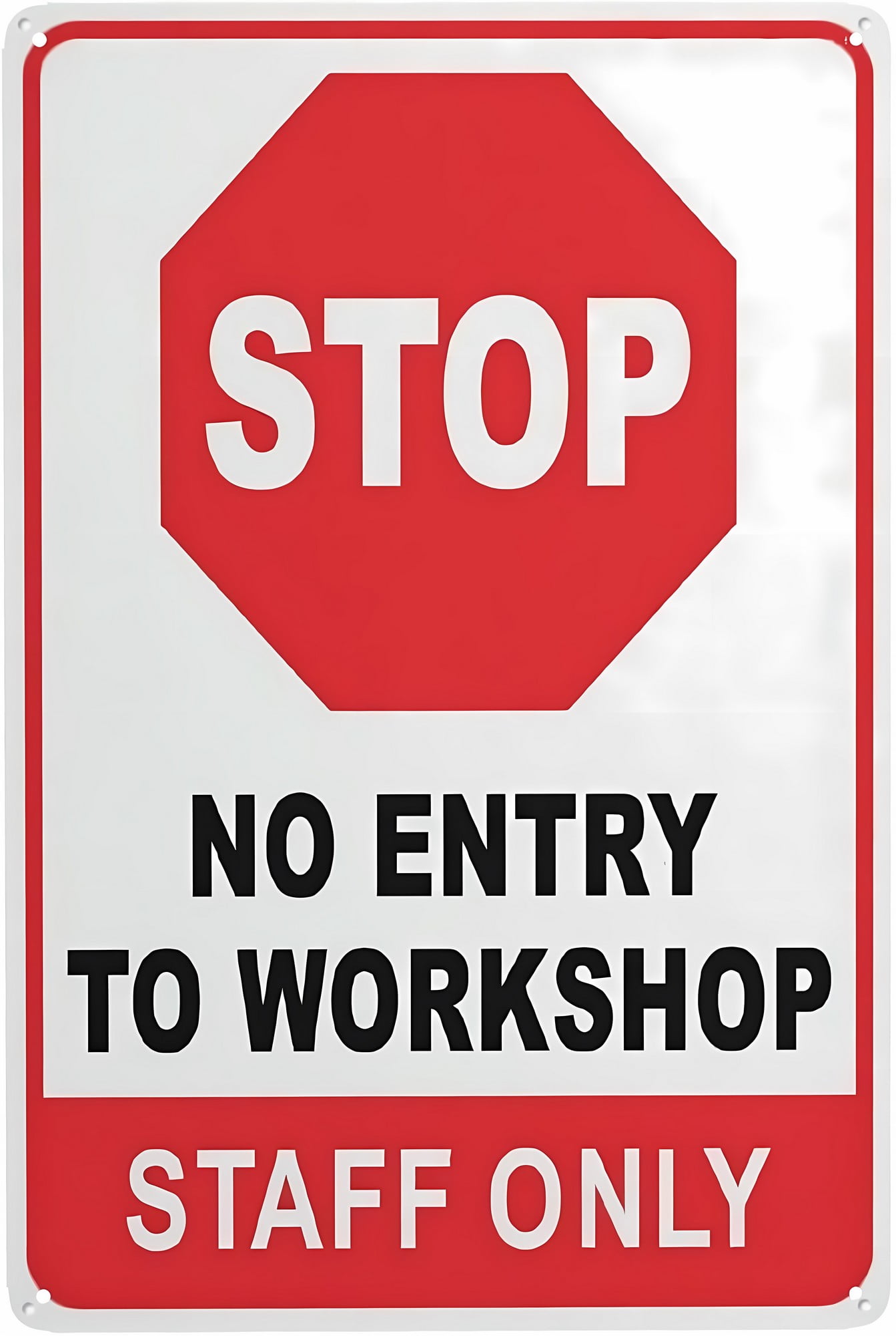 Stop No Entry to Workshop Staff Only Sign - 8"x12" Vintage Metal ...