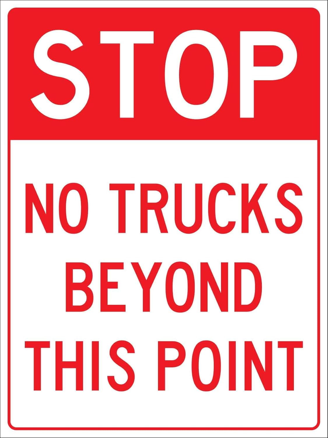 Stop No Trucks Beyond This Point Sign Warning Signage 12 X 16 Inch ...