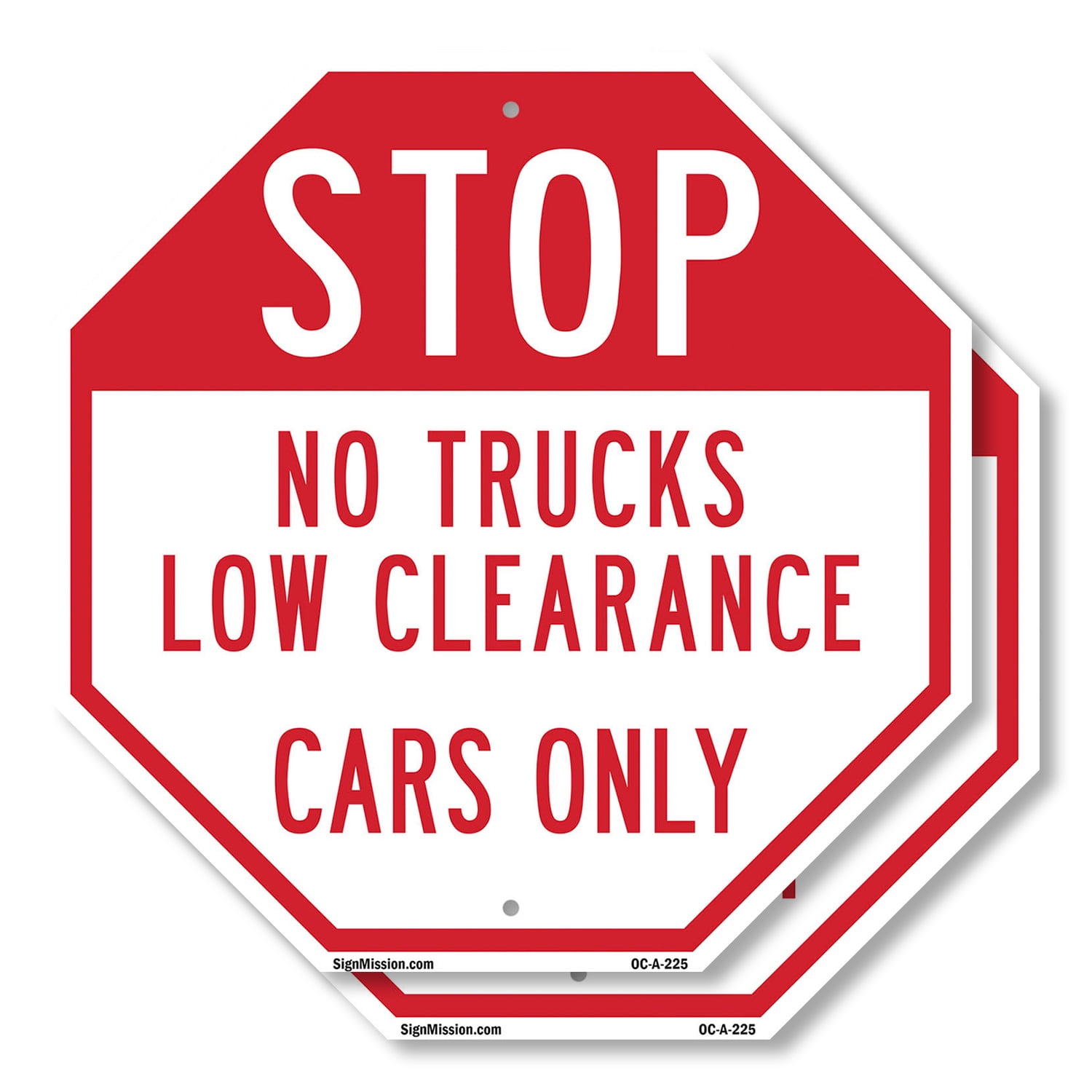 Stop No Trucks Low Clearance Cars Only (2 Pack) 10 inch X 10 inch ...