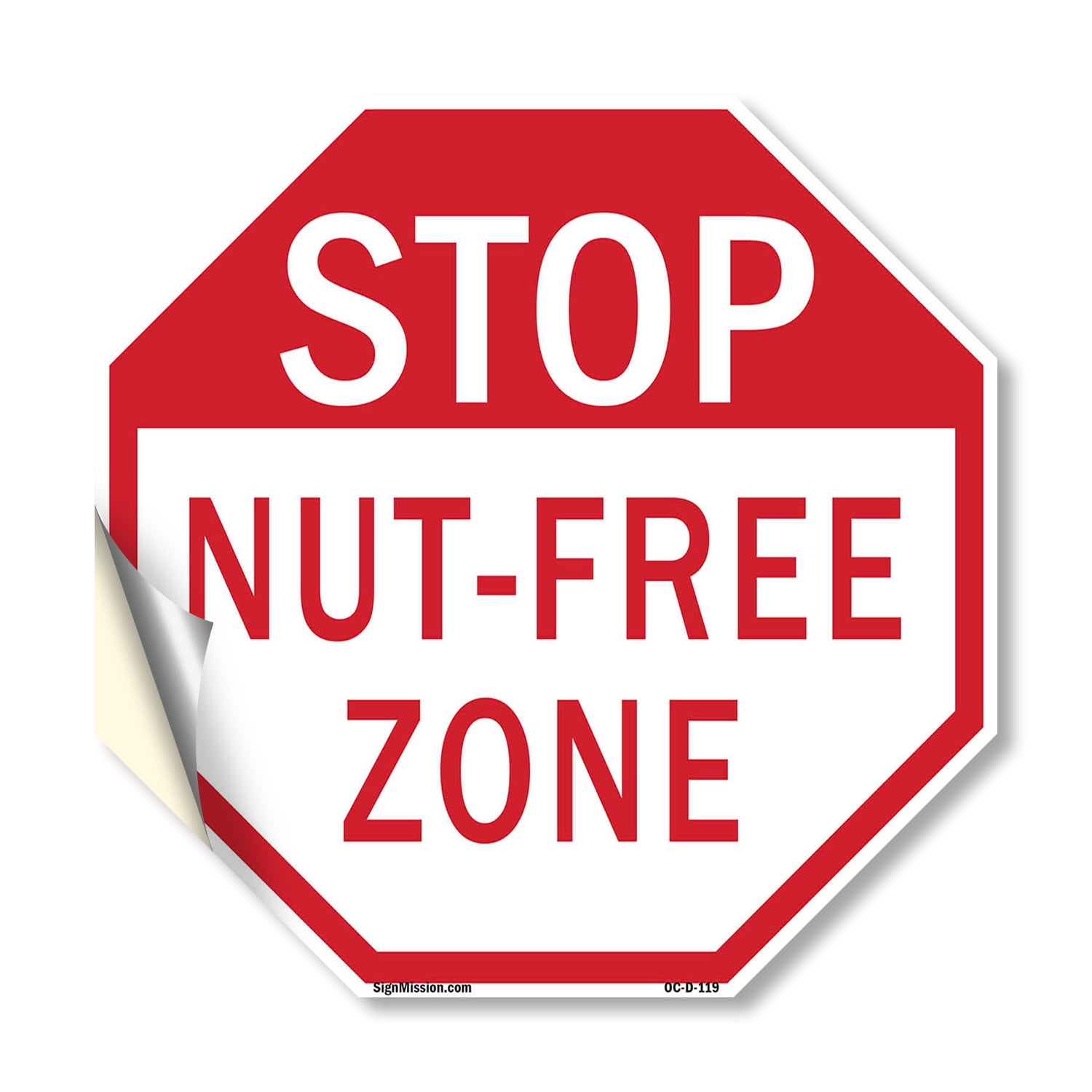 Stop Nut-free Zone 10 inch X 10 inch Octagon Vinyl Label Decal Sticker ...