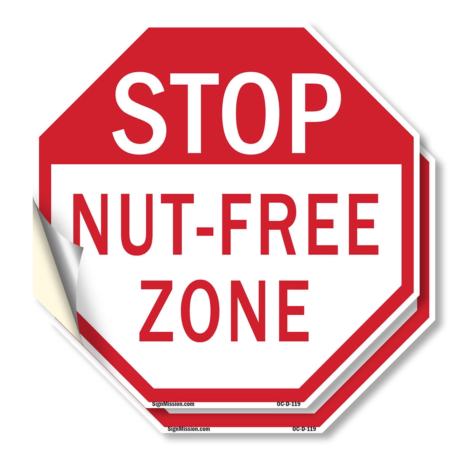 Stop Nut-free Zone (2 Pack) 18 inch X 18 inch Octagon Vinyl Label Decal ...