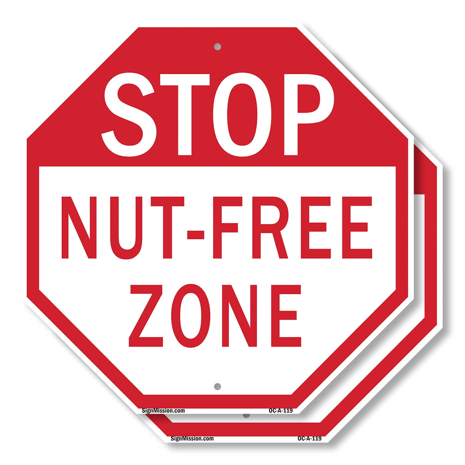 Stop Nut-free Zone (2 Pack) 6 inch X 6 inch Octagon Plastic Sign ...
