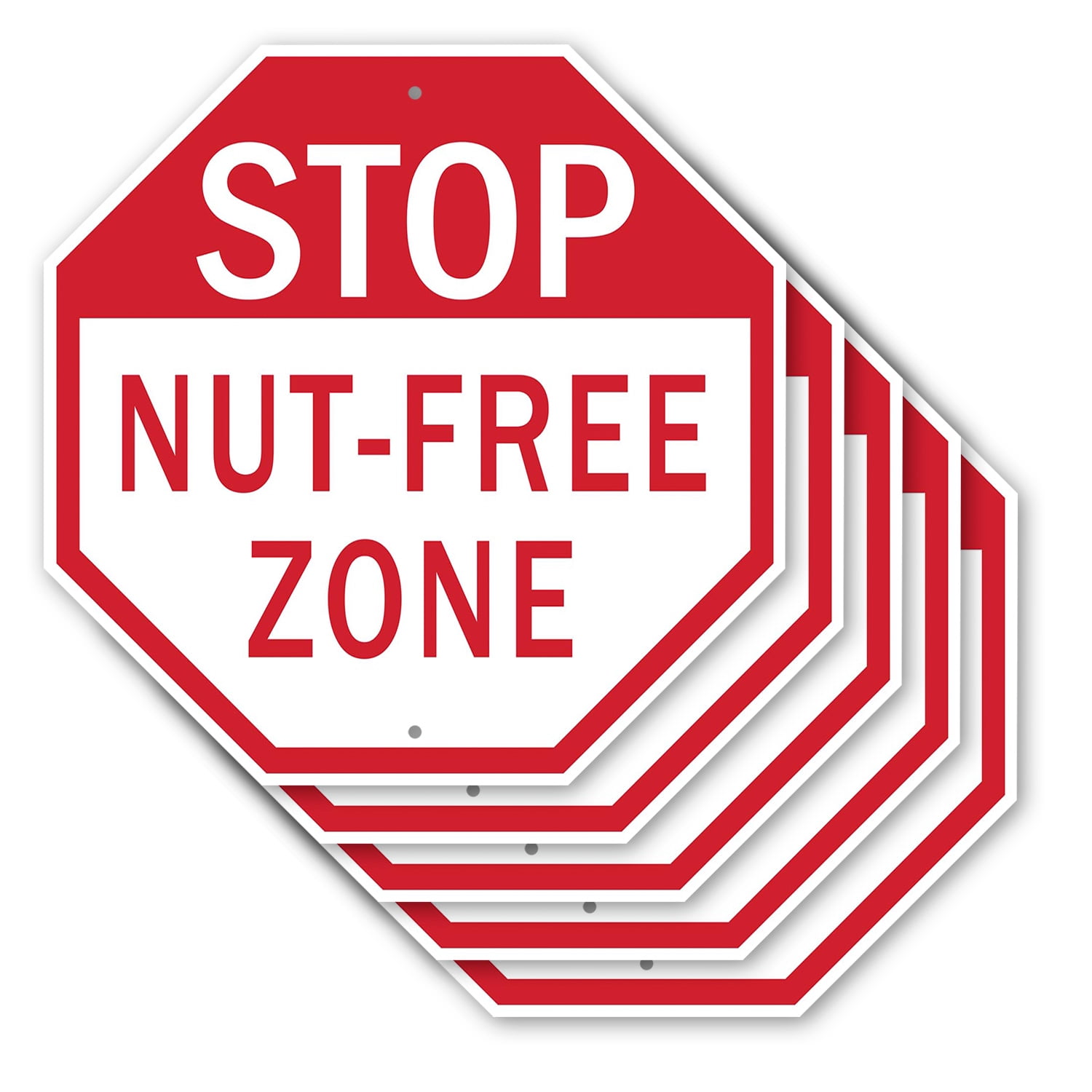 Stop Nut-free Zone (5 Pack) 10 inch X 10 inch Octagon Rust Free ...