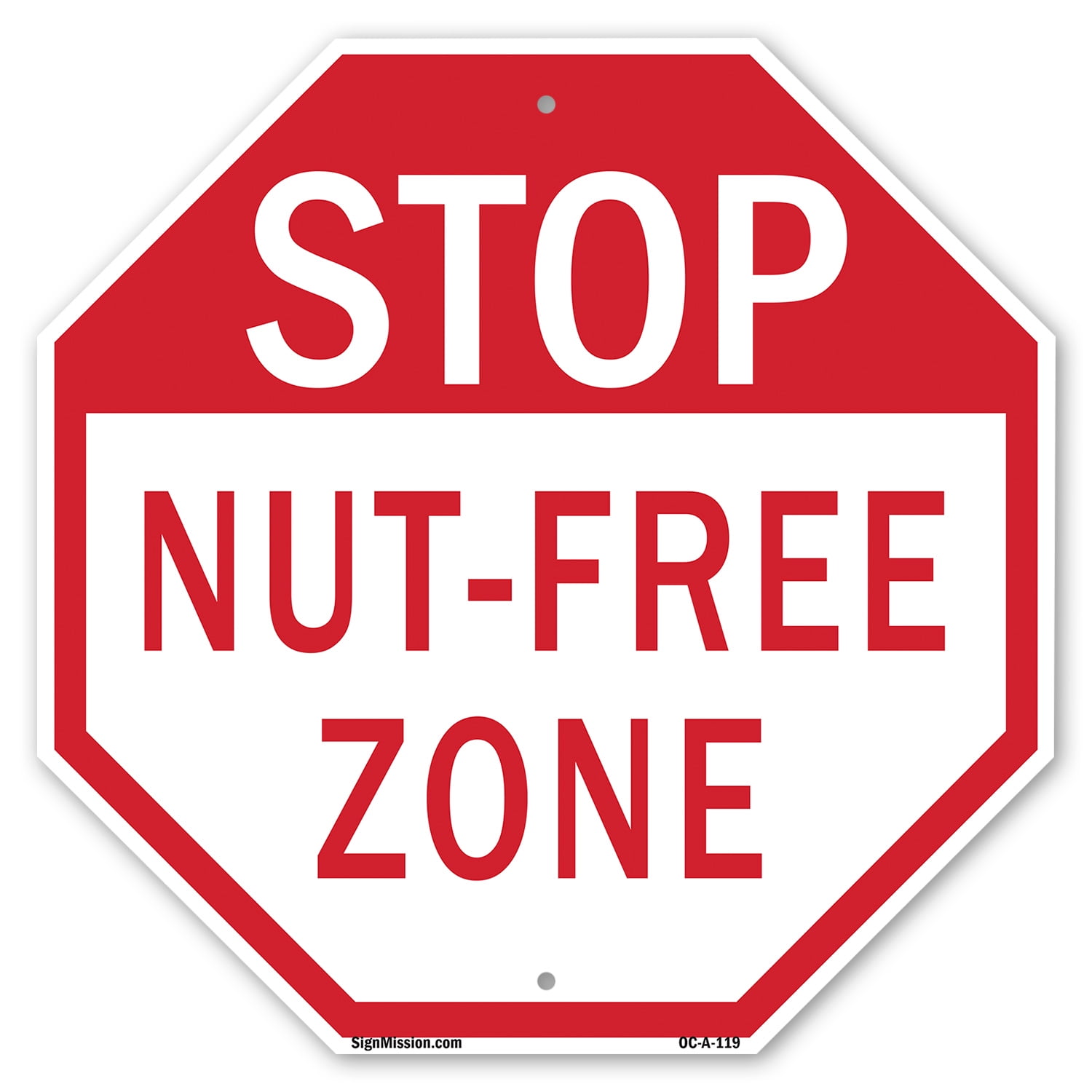 Stop Nut-free Zone 6 inch X 6 inch Octagon Plastic Sign Weather ...
