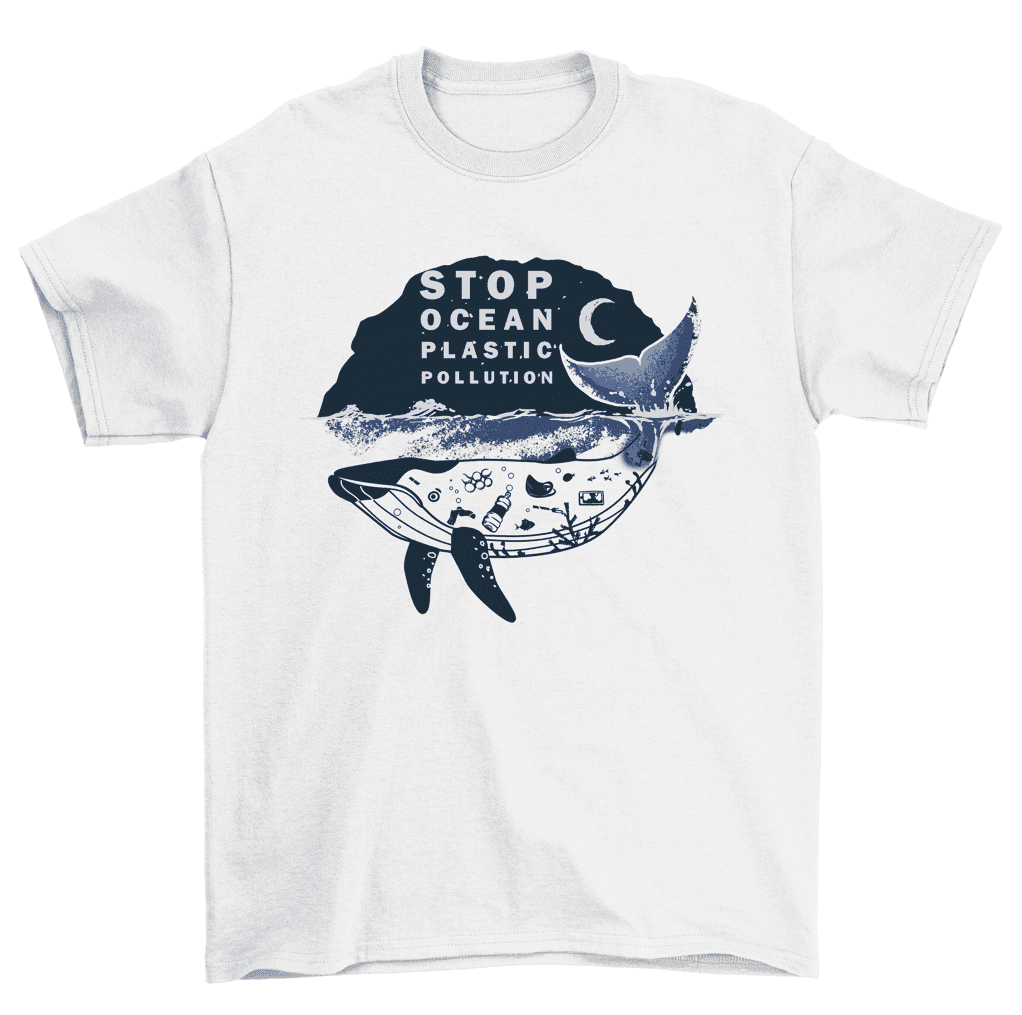 Stop Ocean Plastic Pollution Whale T-Shirt Earth Day Tee Men Women ...