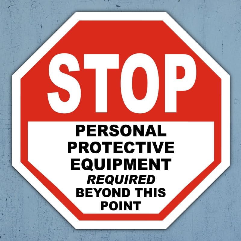 Stop PPE Required Beyond This Signs Metal Tin Sign 8 x 12 inch Octagon ...