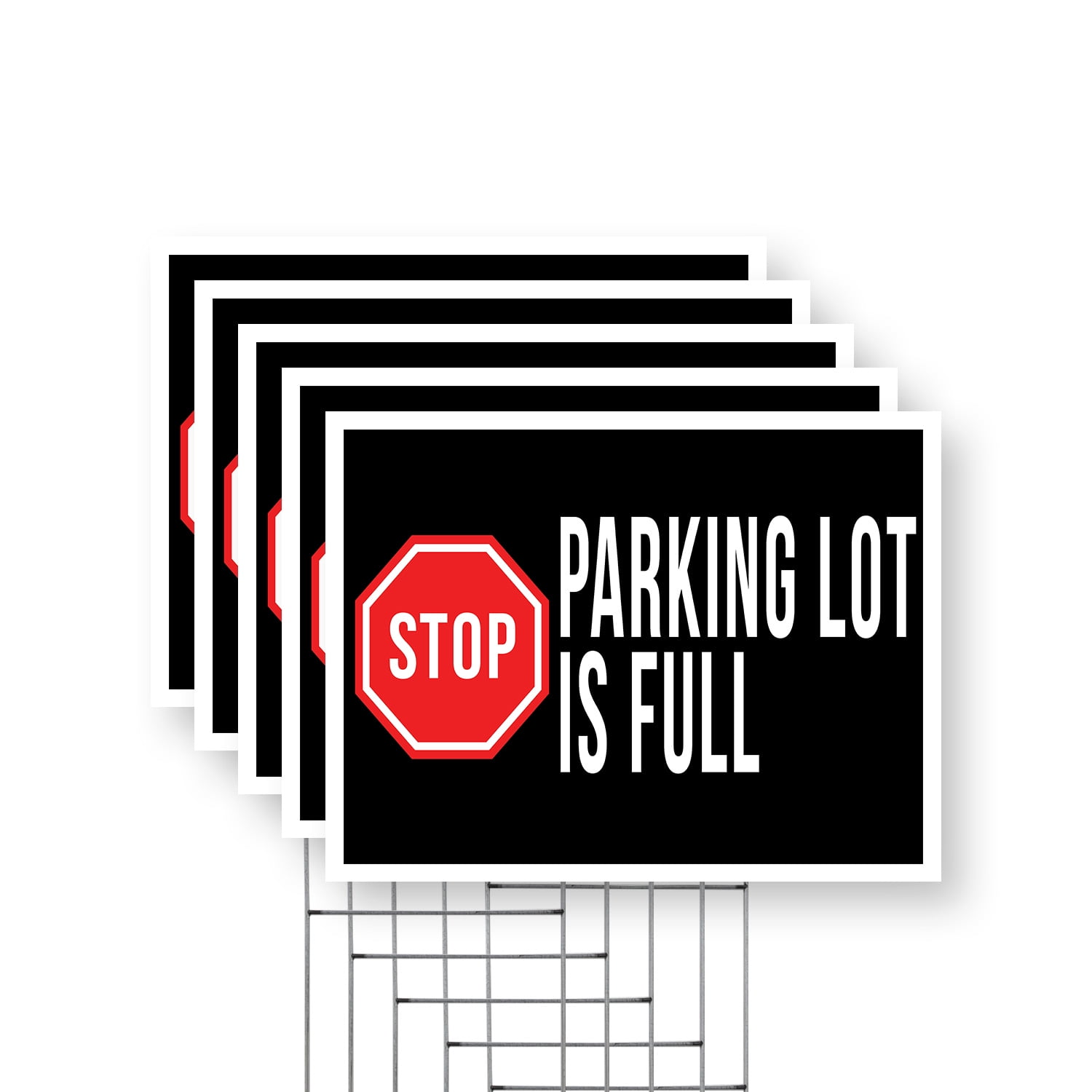 Stop Parking Lot is Full Yard Sign 5 Pack of 12 Inch x 16 Inch Double ...