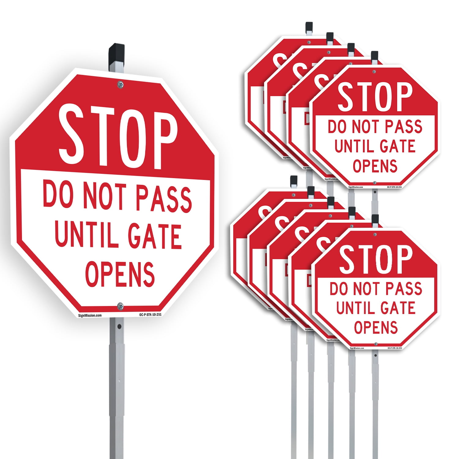 Stop Do Not Pass Until Gate Opens (10 Pack) 10 inch X 10 inch Octagon ...