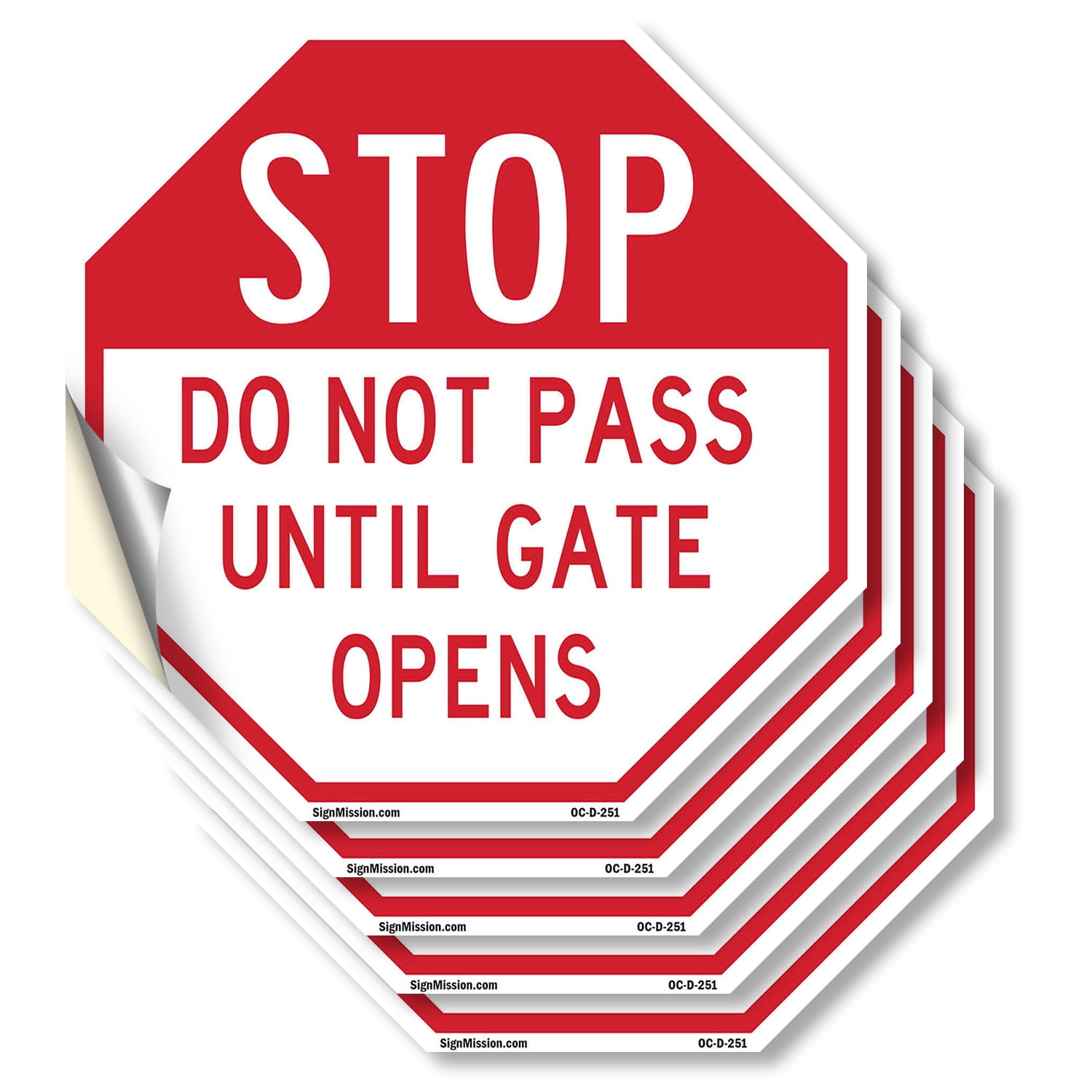 Stop Do Not Pass Until Gate Opens (5 Pack) 6 inch X 6 inch Octagon ...