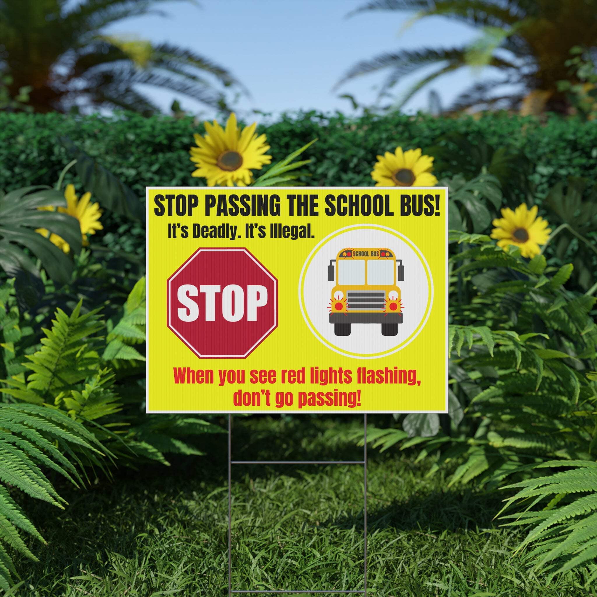 Stop Passing The School Bus Yard Sign, Kids Safety - Walmart.com