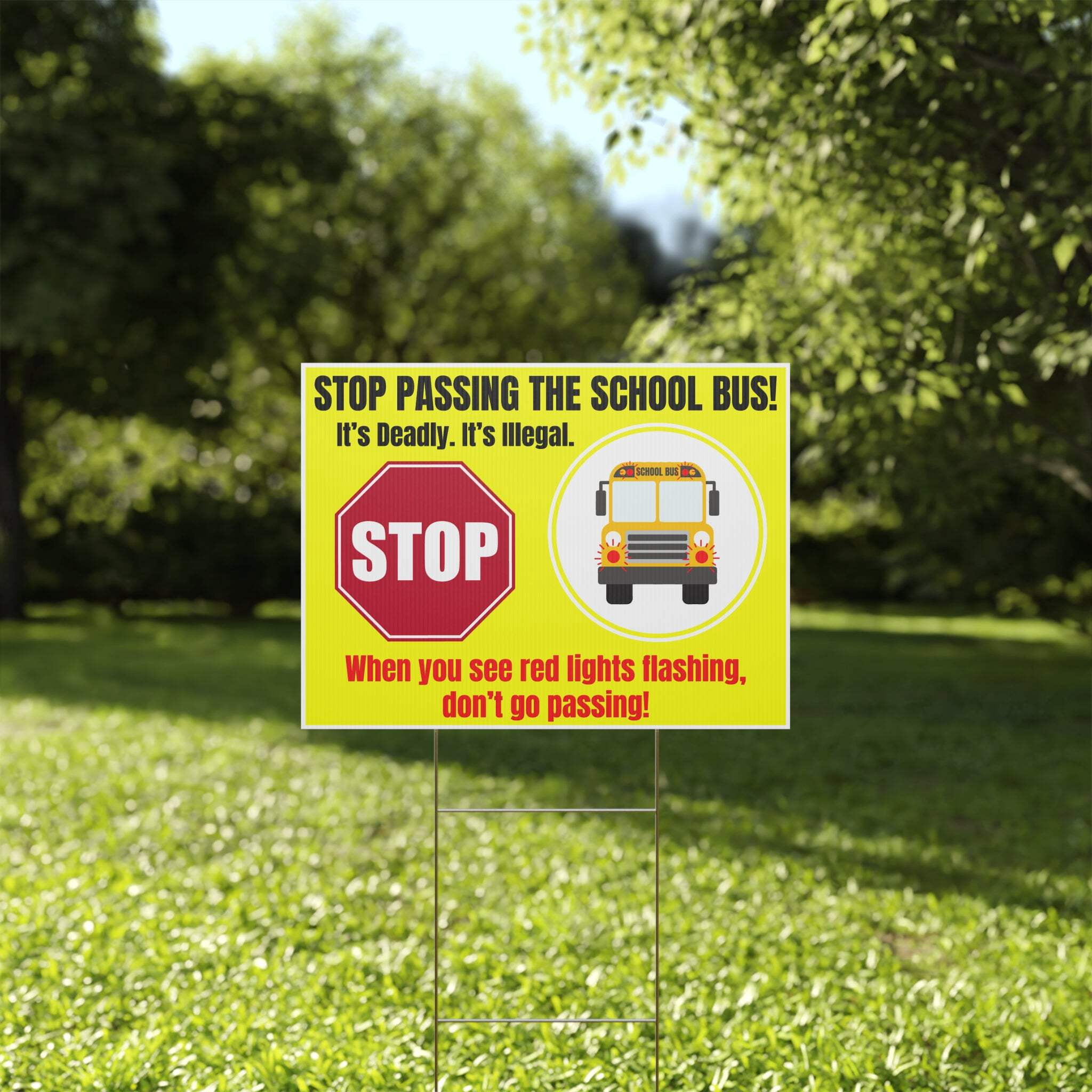 Stop Passing The School Bus Yard Sign, Kids Safety - Walmart.com