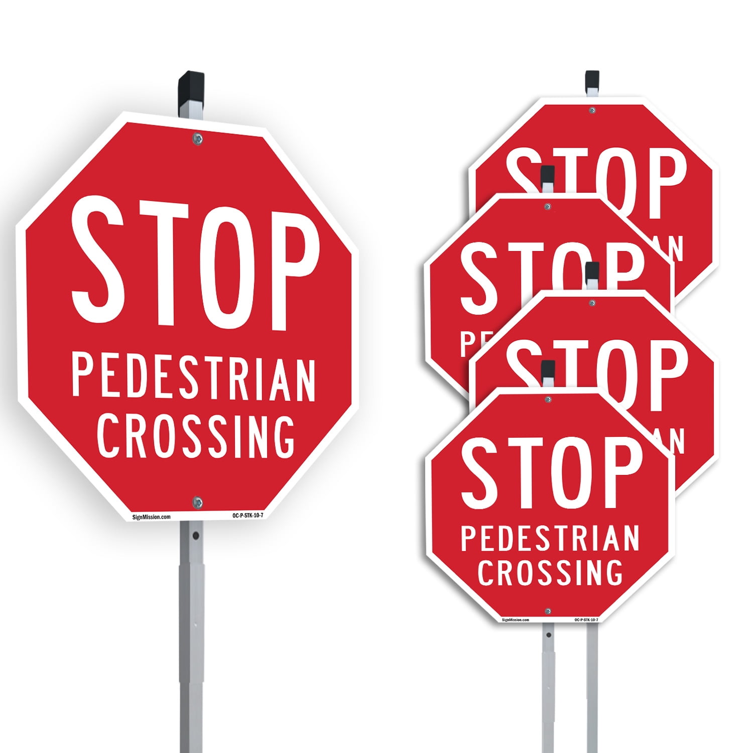 Stop Pedestrian Crossing (5 Pack) 10 inch X 10 inch Octagon Aluminum ...